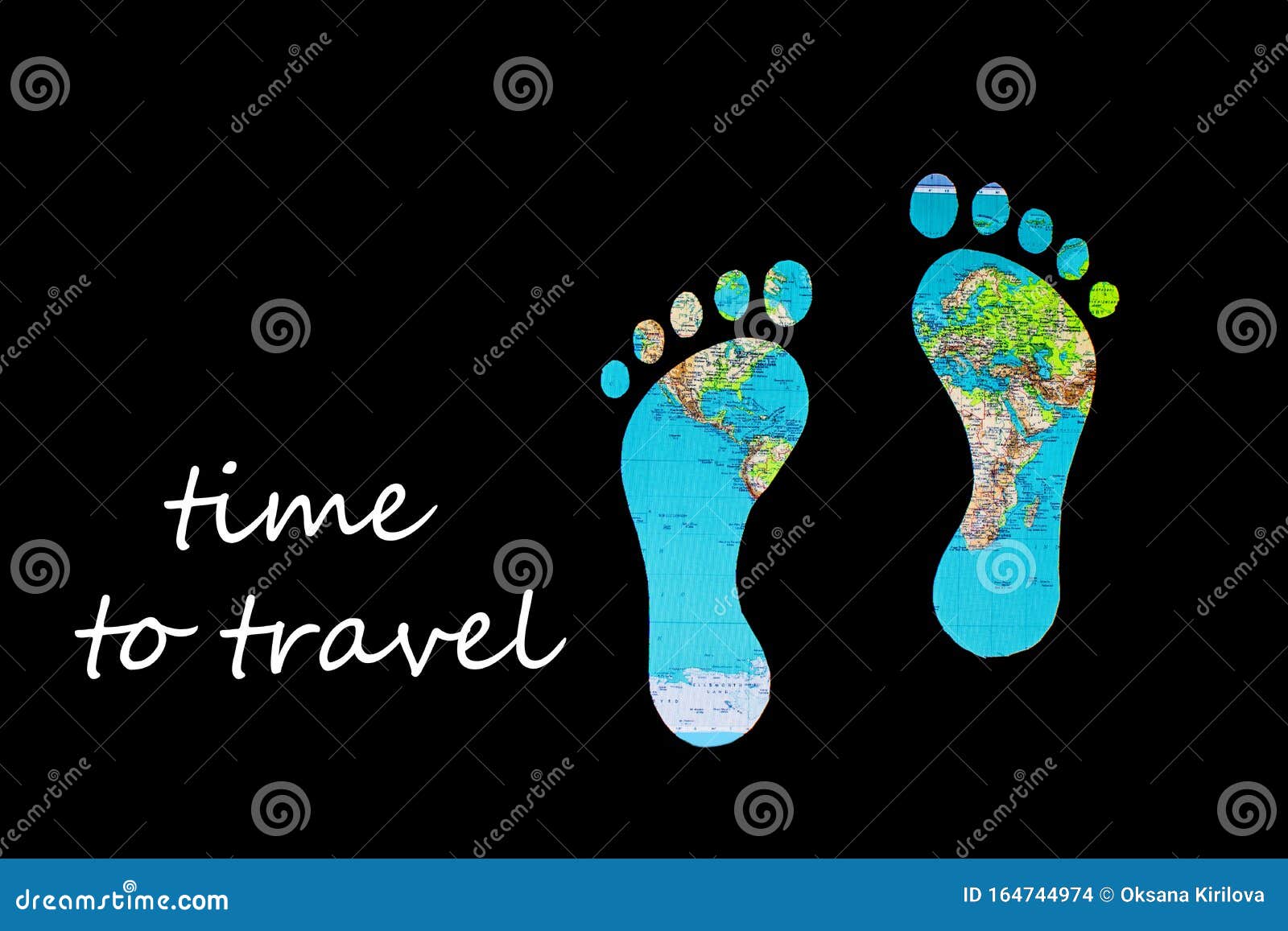 World Map Journey and Footprints on a Map Background Stock Photo ...