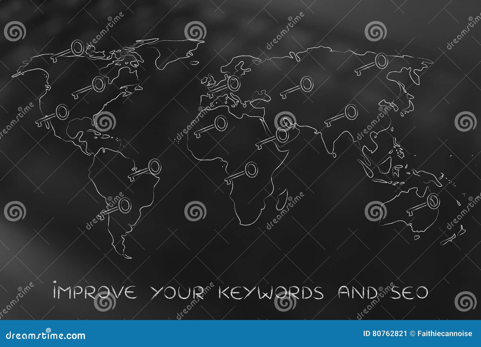World Map with Keys, Concept of Online Content Keywords Stock ...