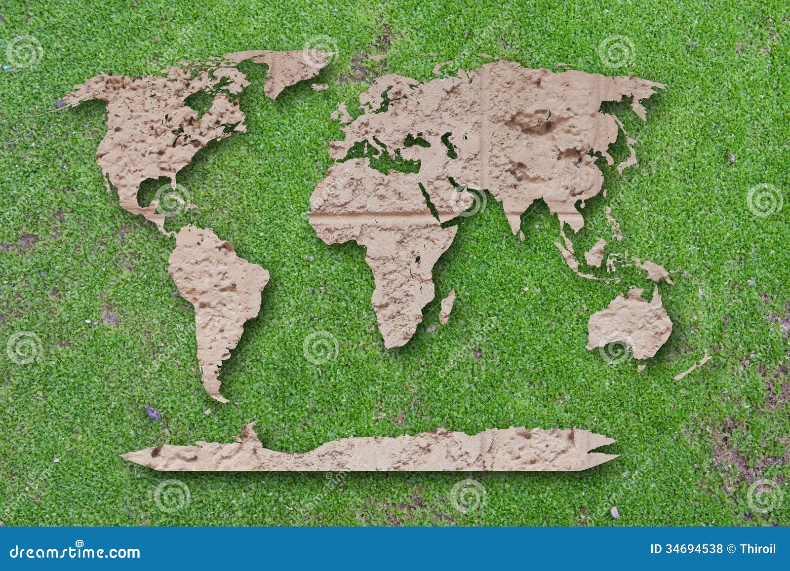World Map Laterite on Green Moss Background. Stock Photo - Image of ...