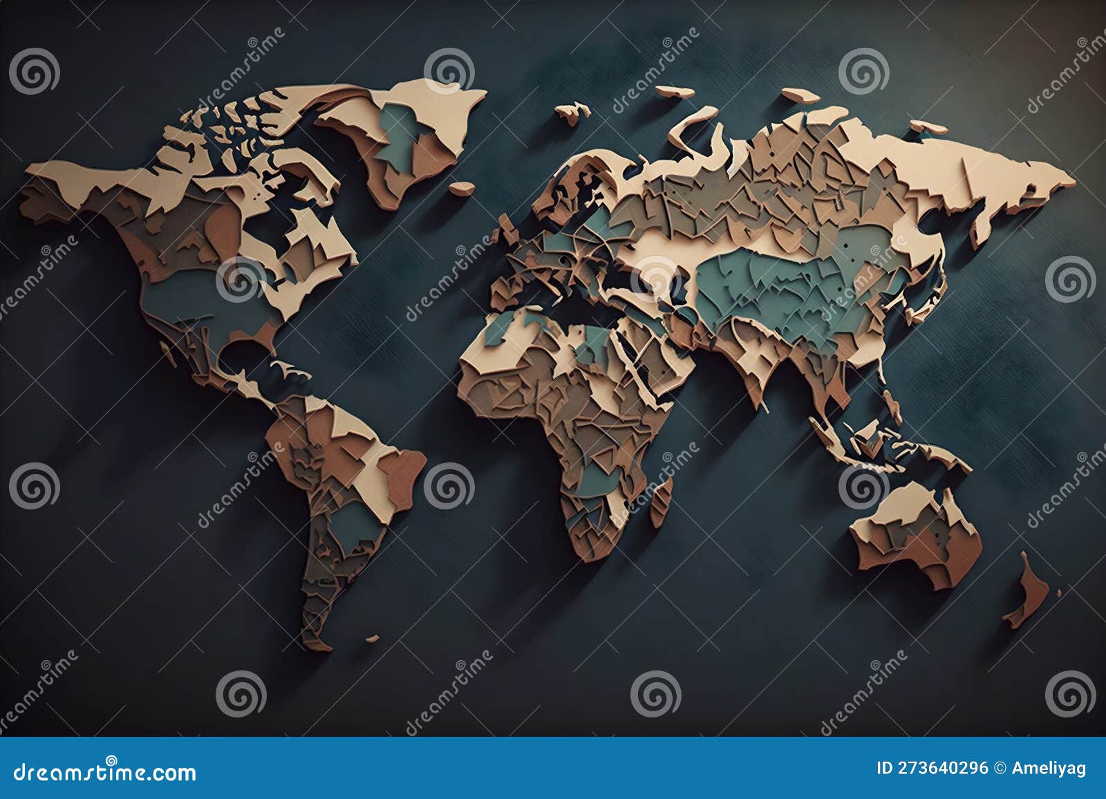 World Map Layout, Image of Countries, Land and Water on the Globe ...