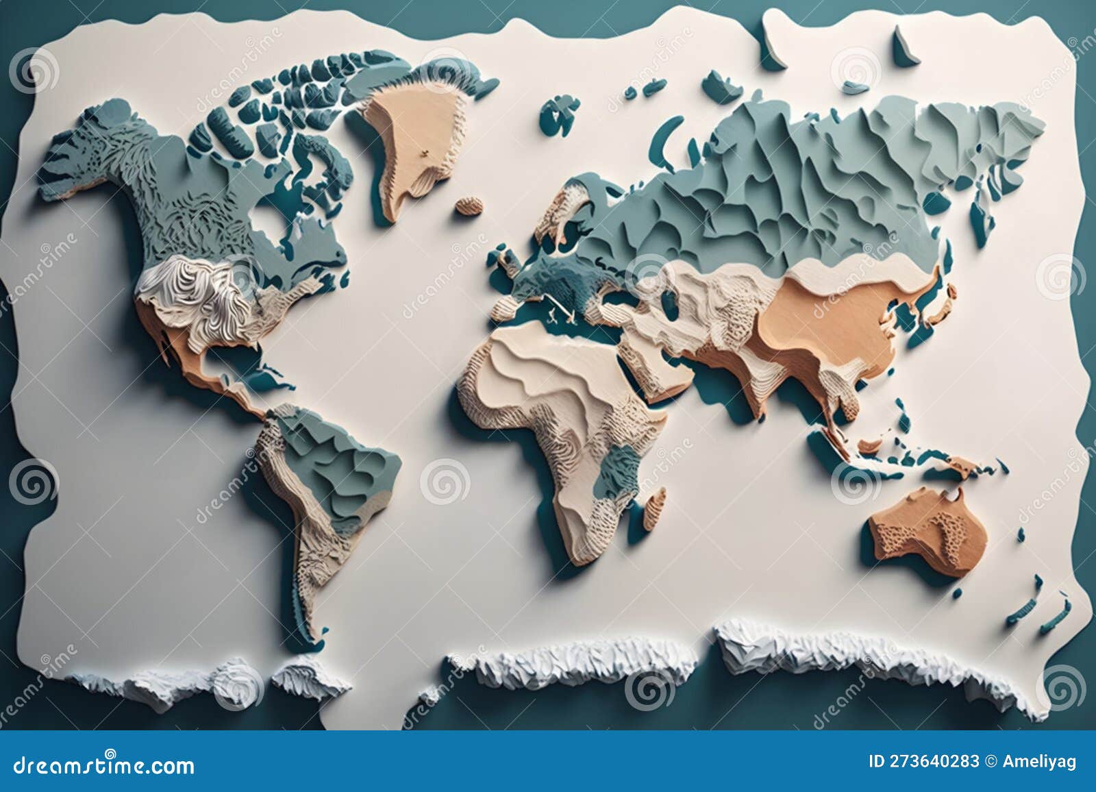 World Map Layout, Image of Countries, Land and Water on the Globe ...