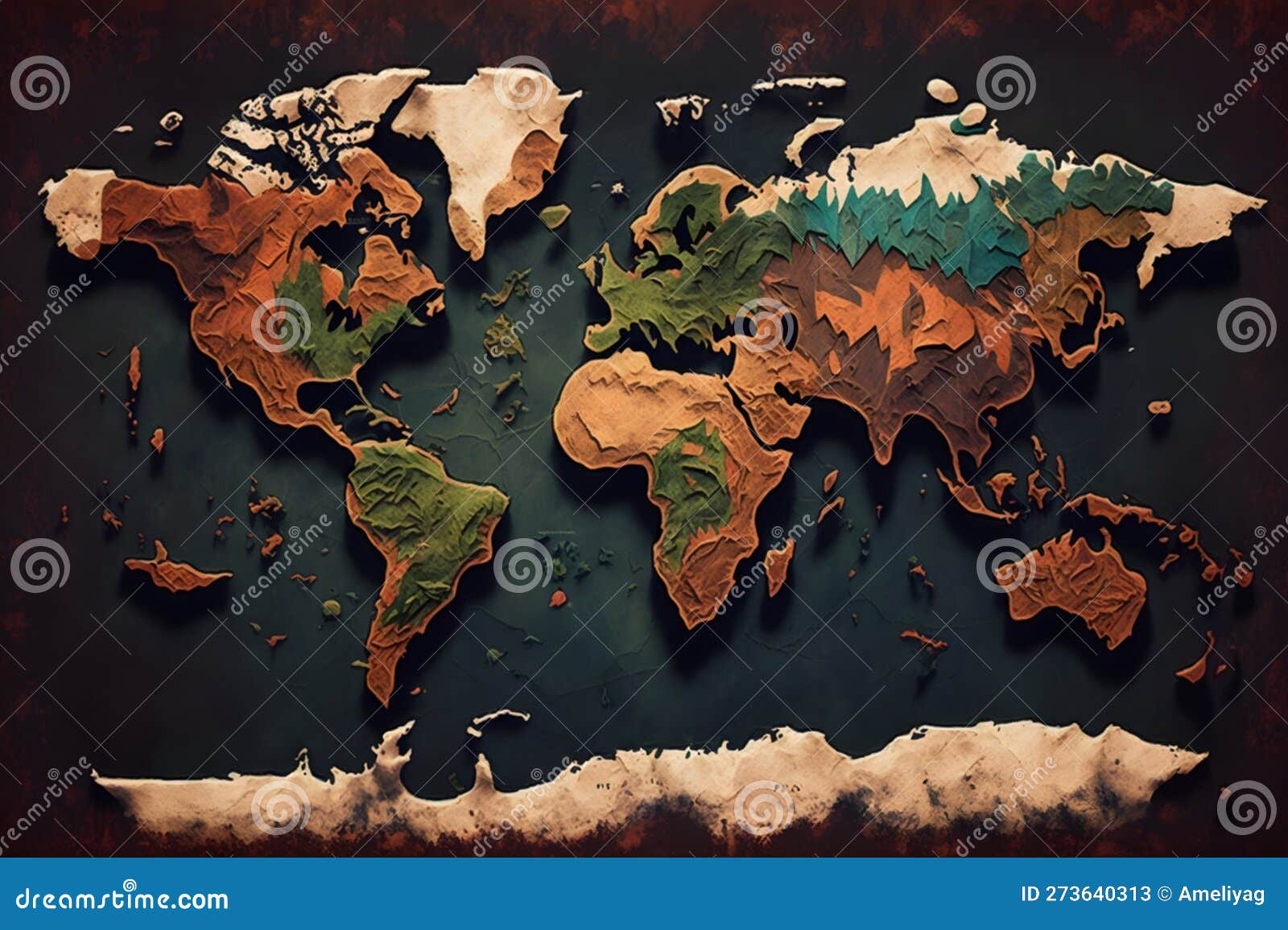 World Map Layout, Image of Countries, Land and Water on the Globe ...