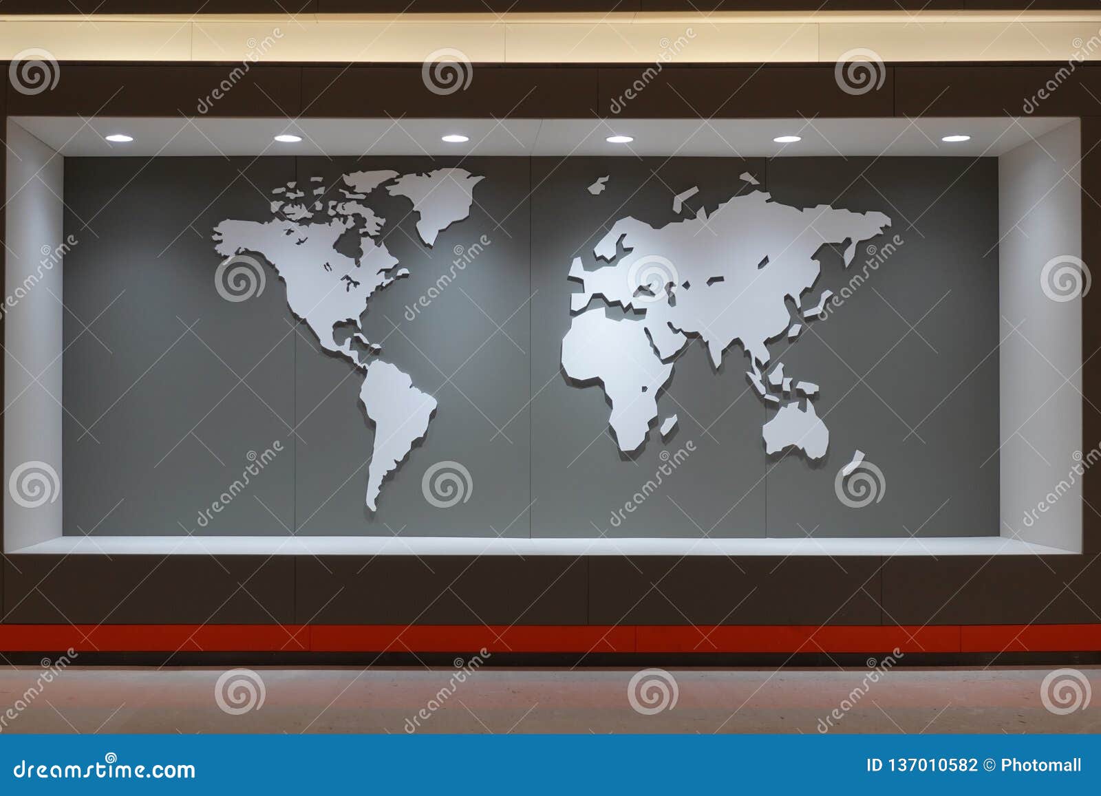World Map Led Lighting Shop Window Front Stock Illustration ...