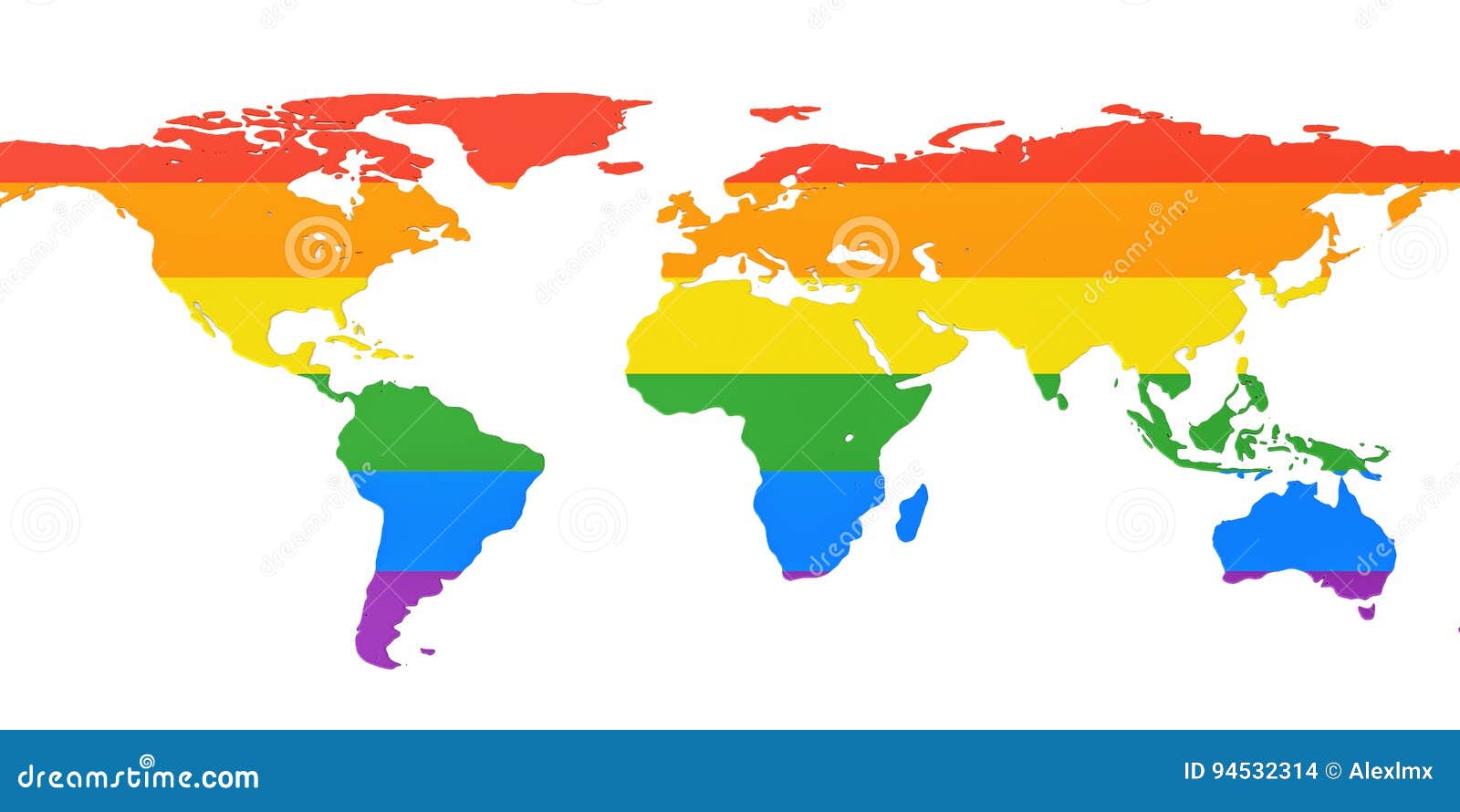 World Map with LGBT Flag, 3D Rendering Stock Illustration ...
