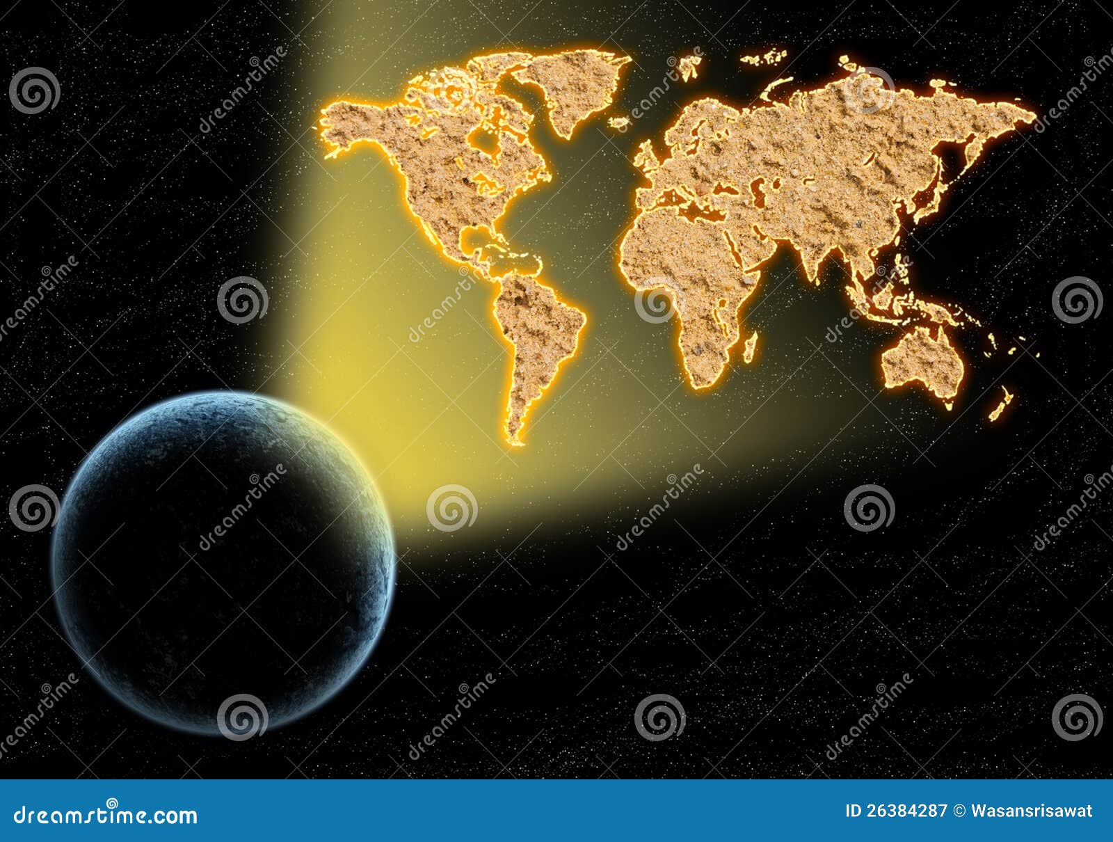 World Map Light from the Earth Stock Image - Image of planet, galaxy ...