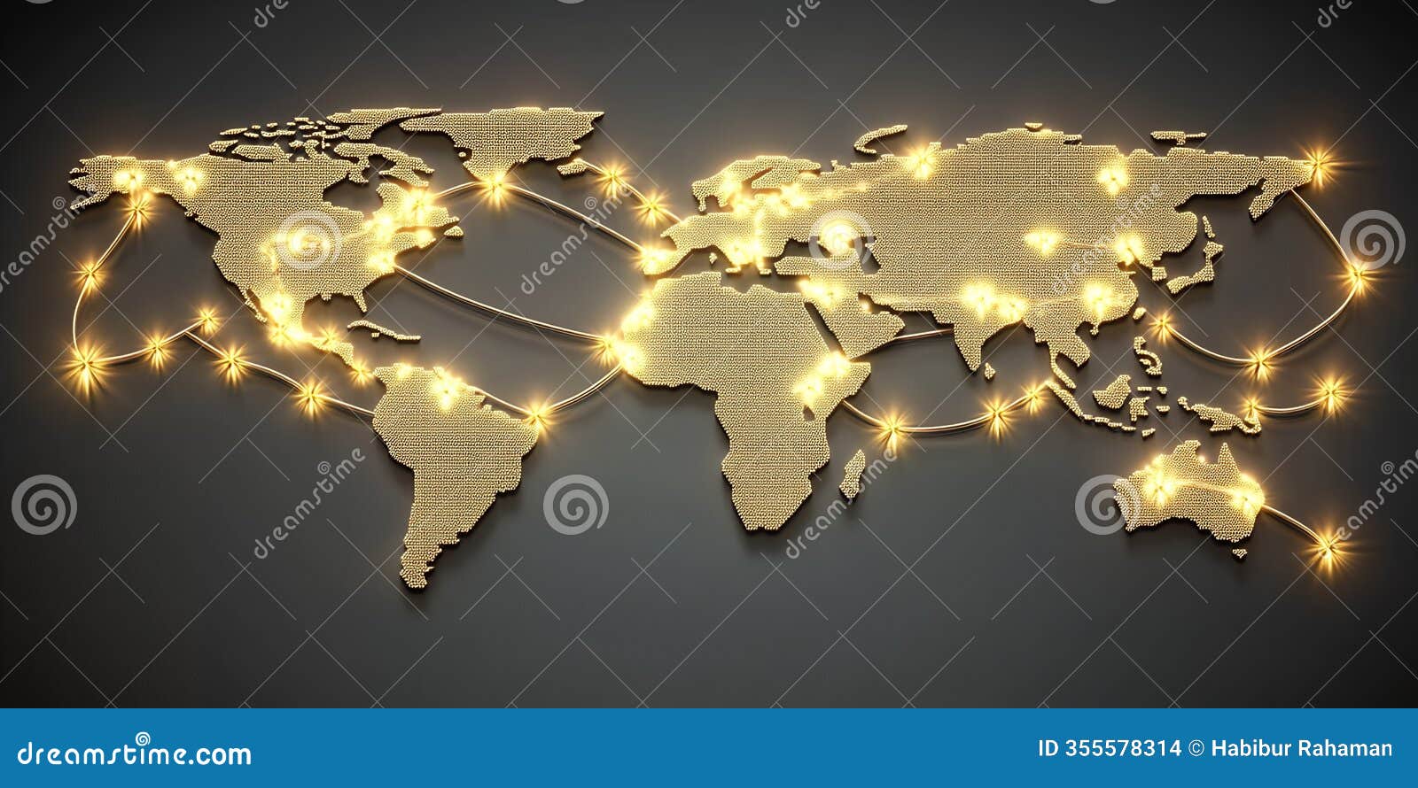 World map with lights stock illustration. Illustration of global ...