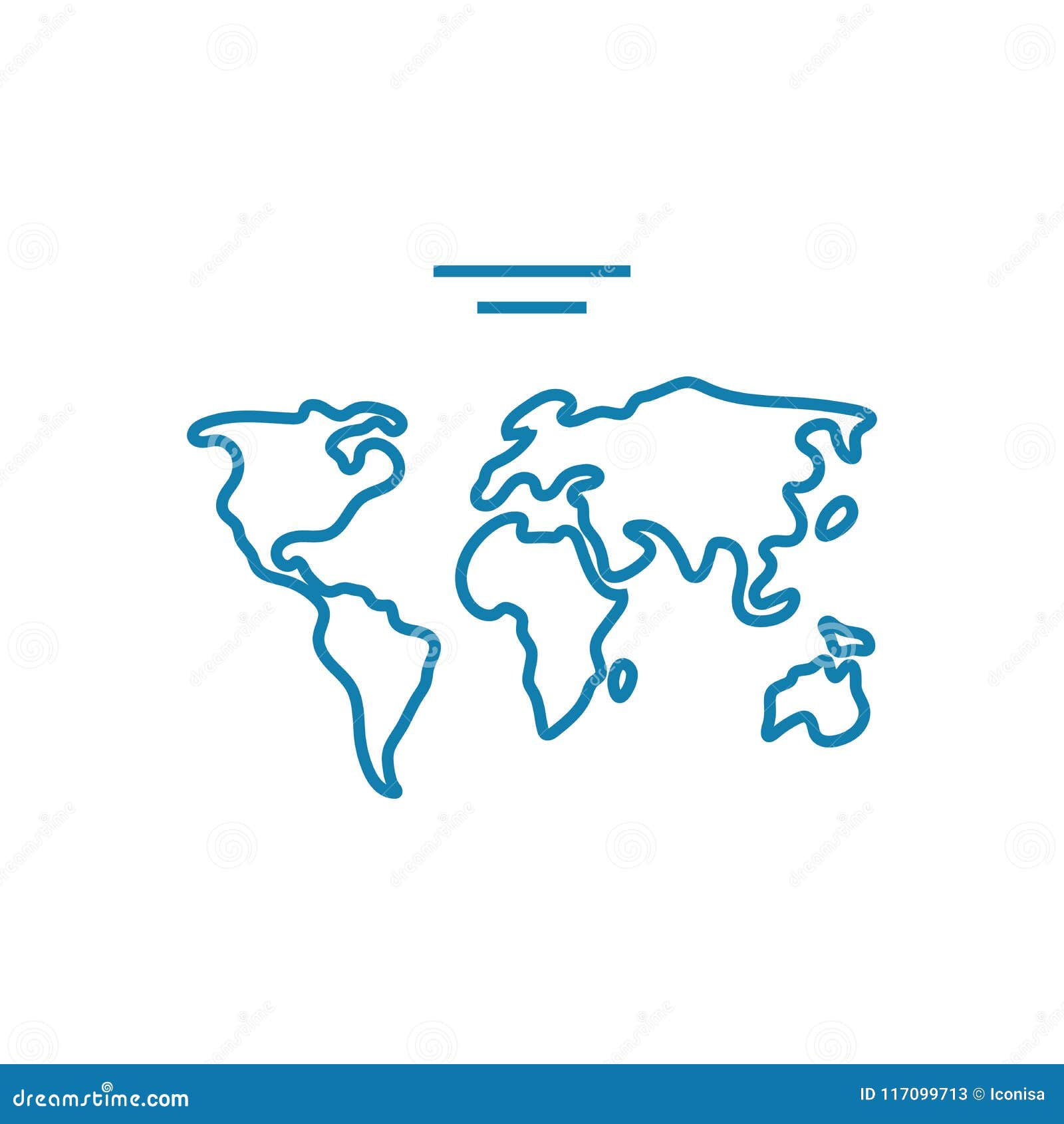 World Map Linear Icon Concept. World Map Line Vector Sign, Symbol ...