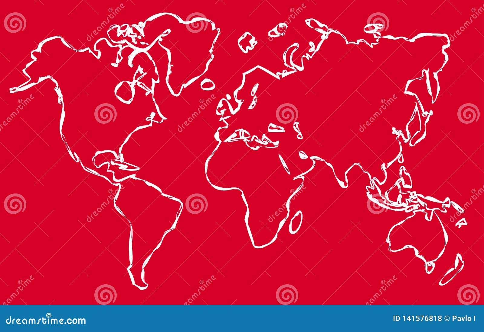 World Map linear - vector stock vector. Illustration of cartography ...