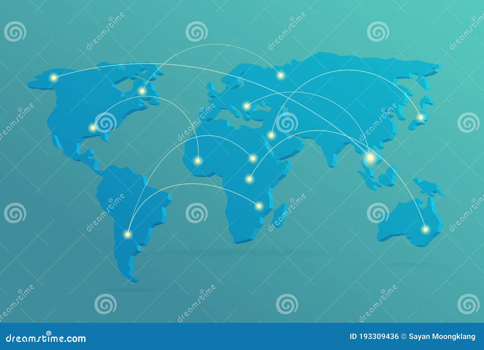 World Map With Lines Of Light Conveys Boundless Communication Vector ...