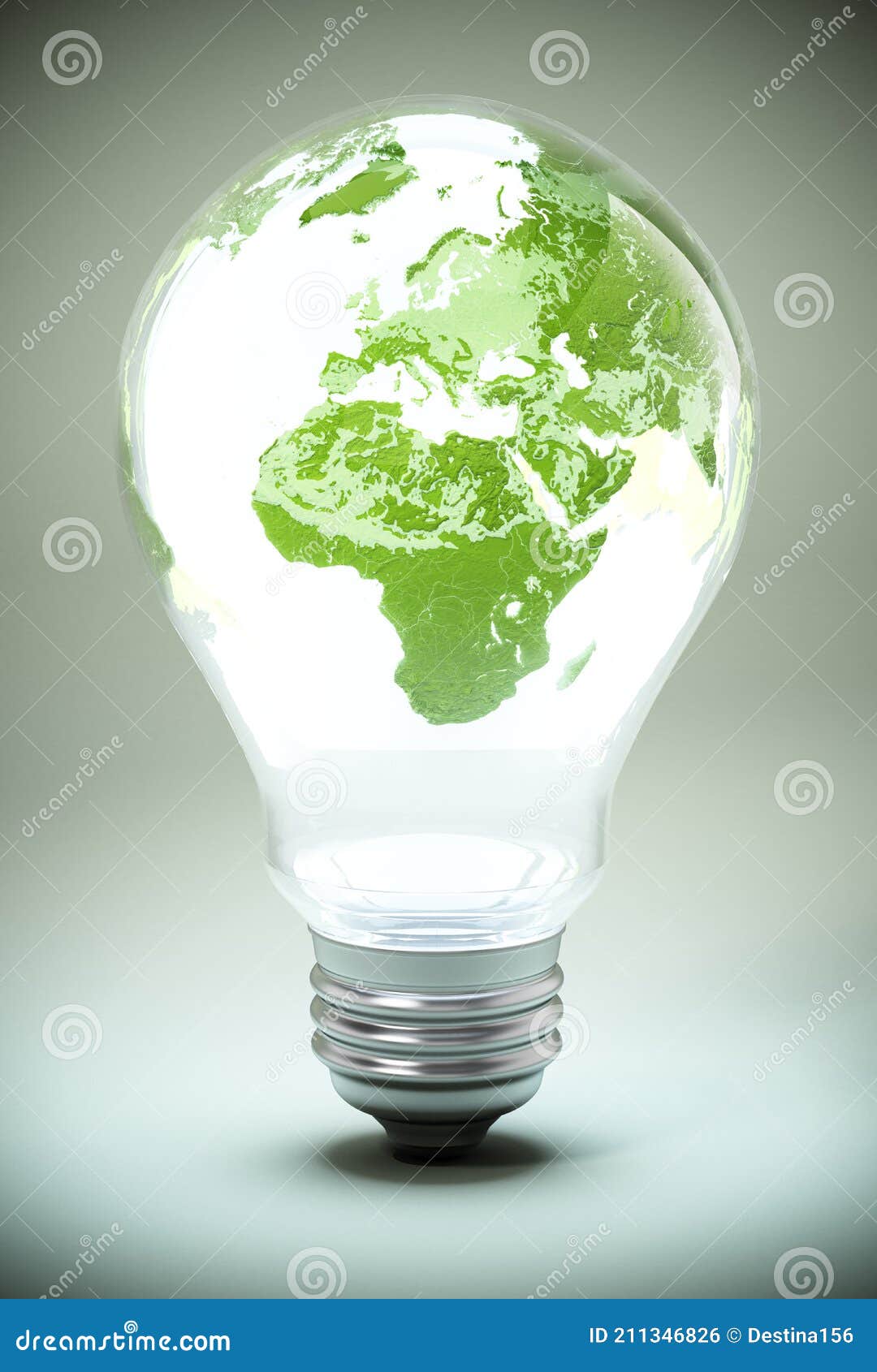 World Map on Lit Lightbulb. 3D Illustration Stock Illustration ...