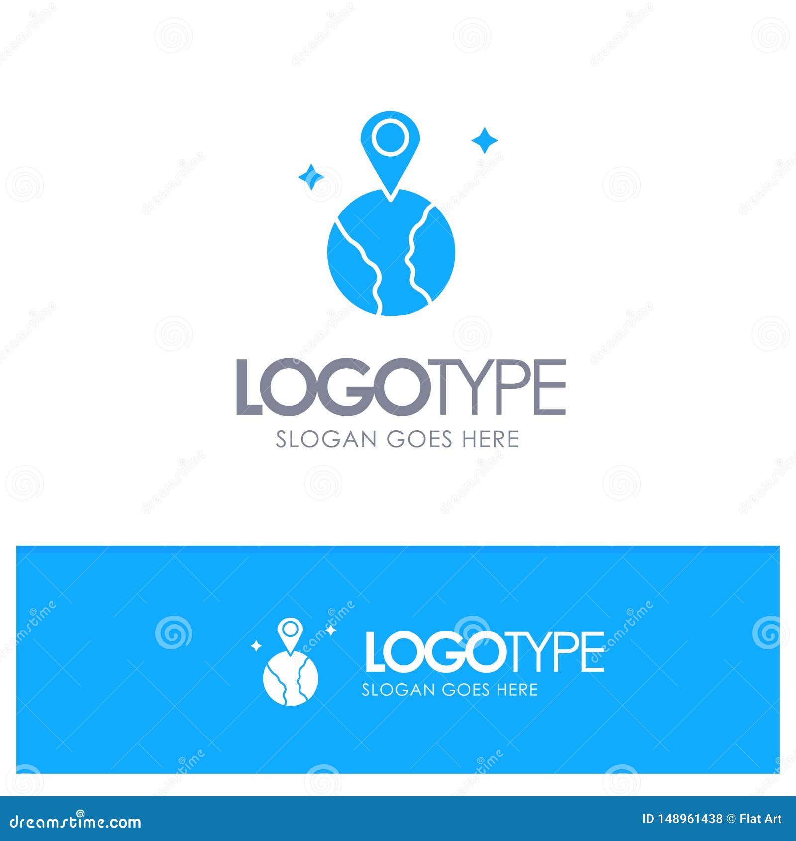 World, Map, Location Blue Solid Logo with Place for Tagline Stock ...