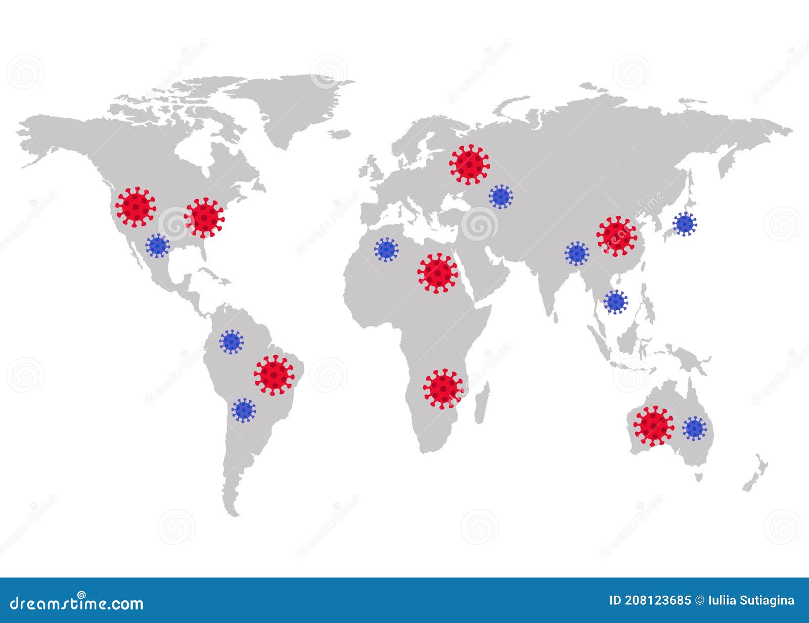 World Map with Location Coronavirus, Grey Template. Epidemic Virus on ...