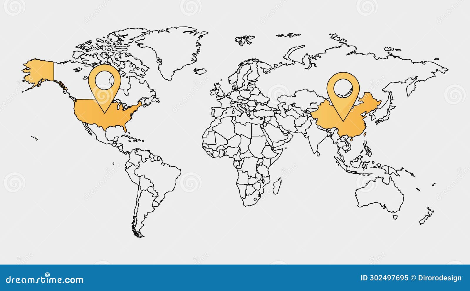 World Map with Location Markers Stock Vector - Illustration of geography, journey: 302497695