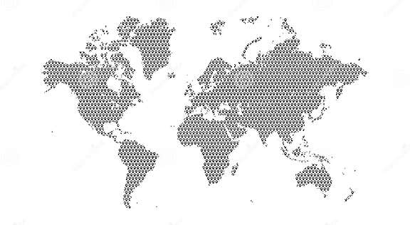 World Map with Location Pin Hatch Pattern Stock Vector - Illustration ...