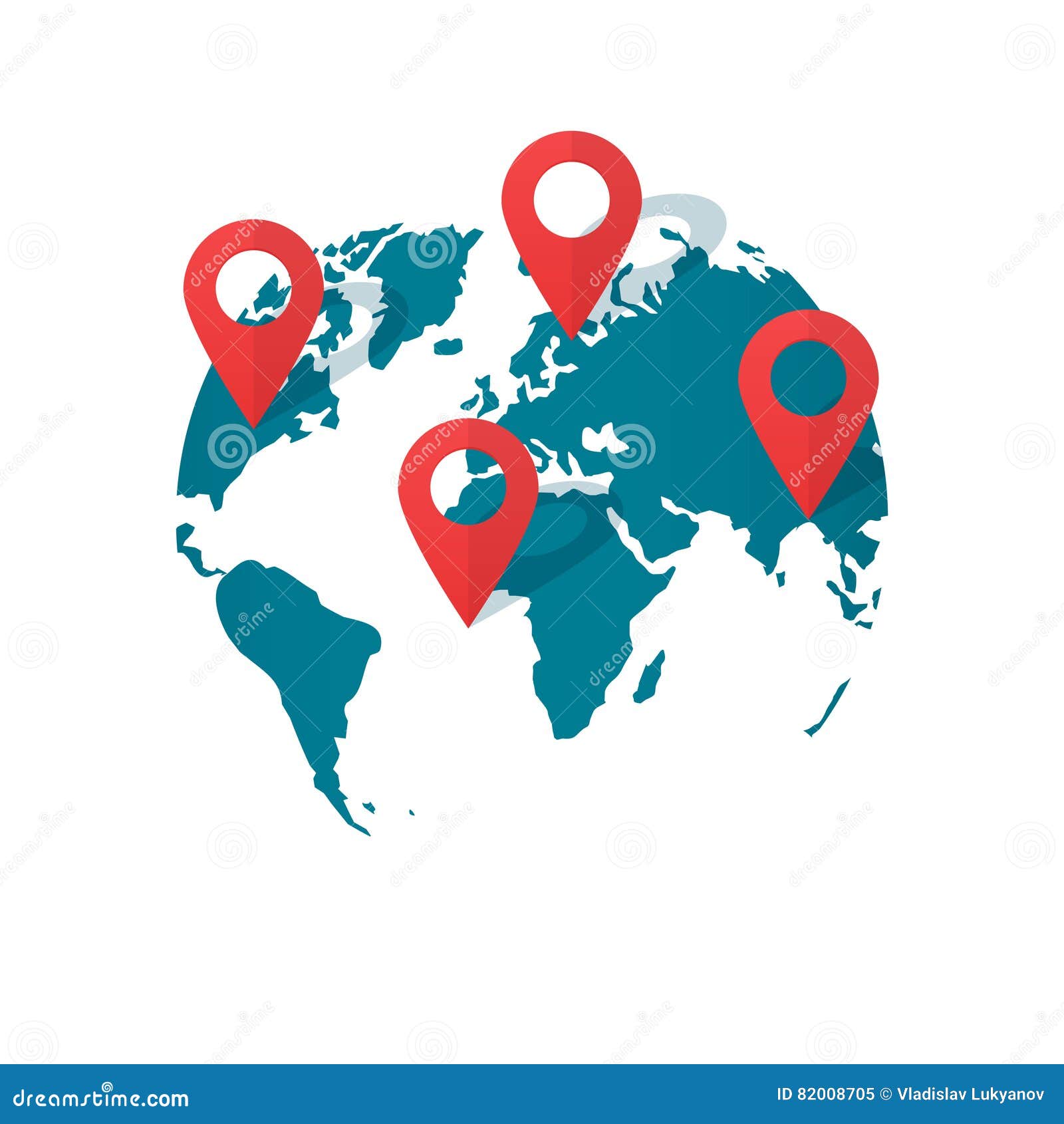 World Map Location Pins Vector, Global Gps Transportation Geo Pointer ...