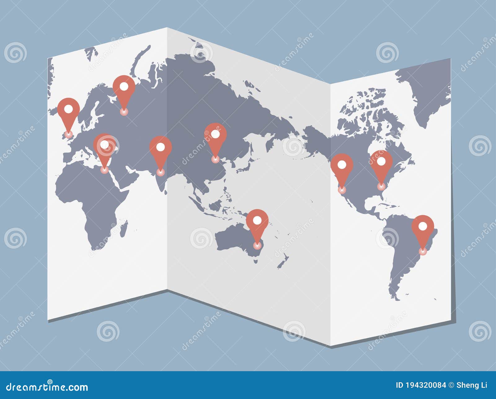 The World Map and the Location Tags of the Main Cities Stock Vector ...