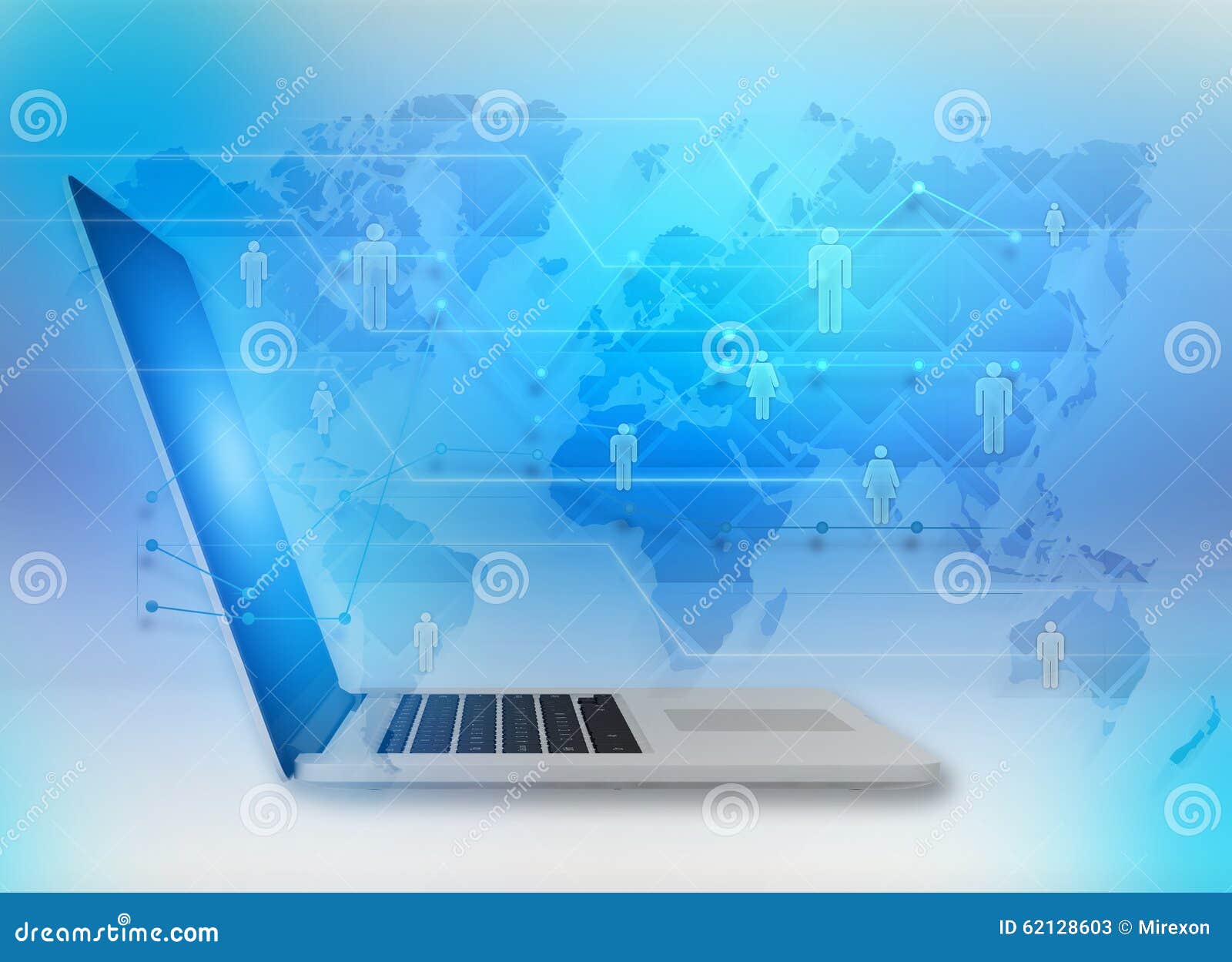 World Map with the Locations Icons of People on a Laptop Stock ...