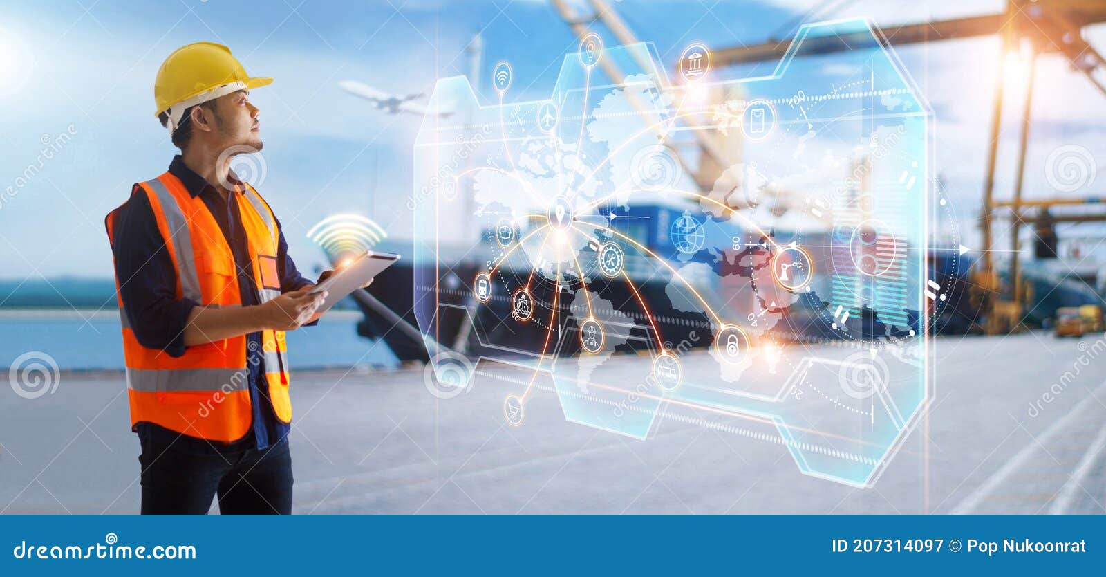 Virtual Interface Connection Map Of Flight Routes Airplanes Network Use ...