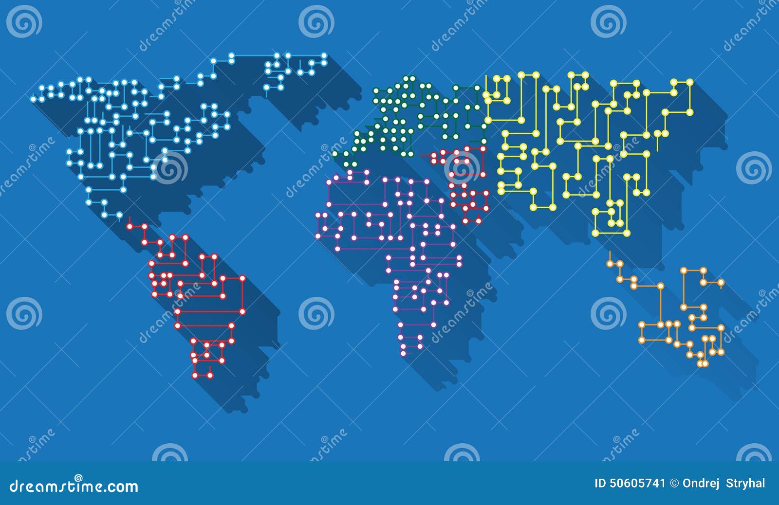 World Map Long Shadow Microchip Stock Illustration - Illustration of ...