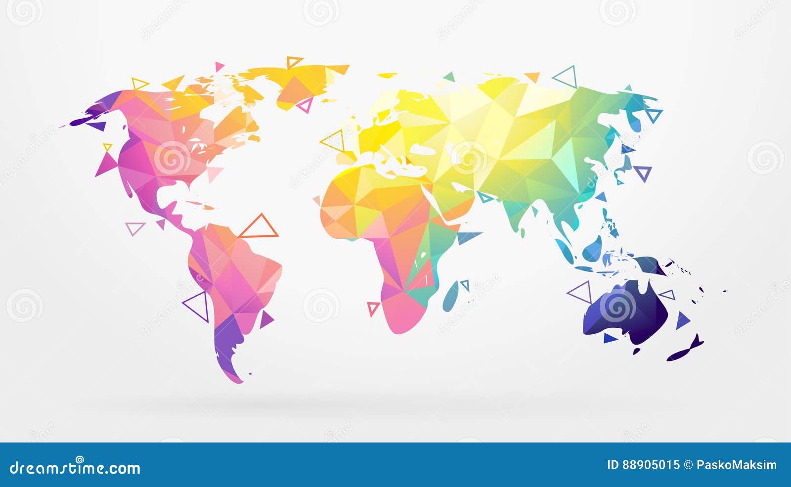 World Map With Low Poly Gradient Style Isolated With White Background ...
