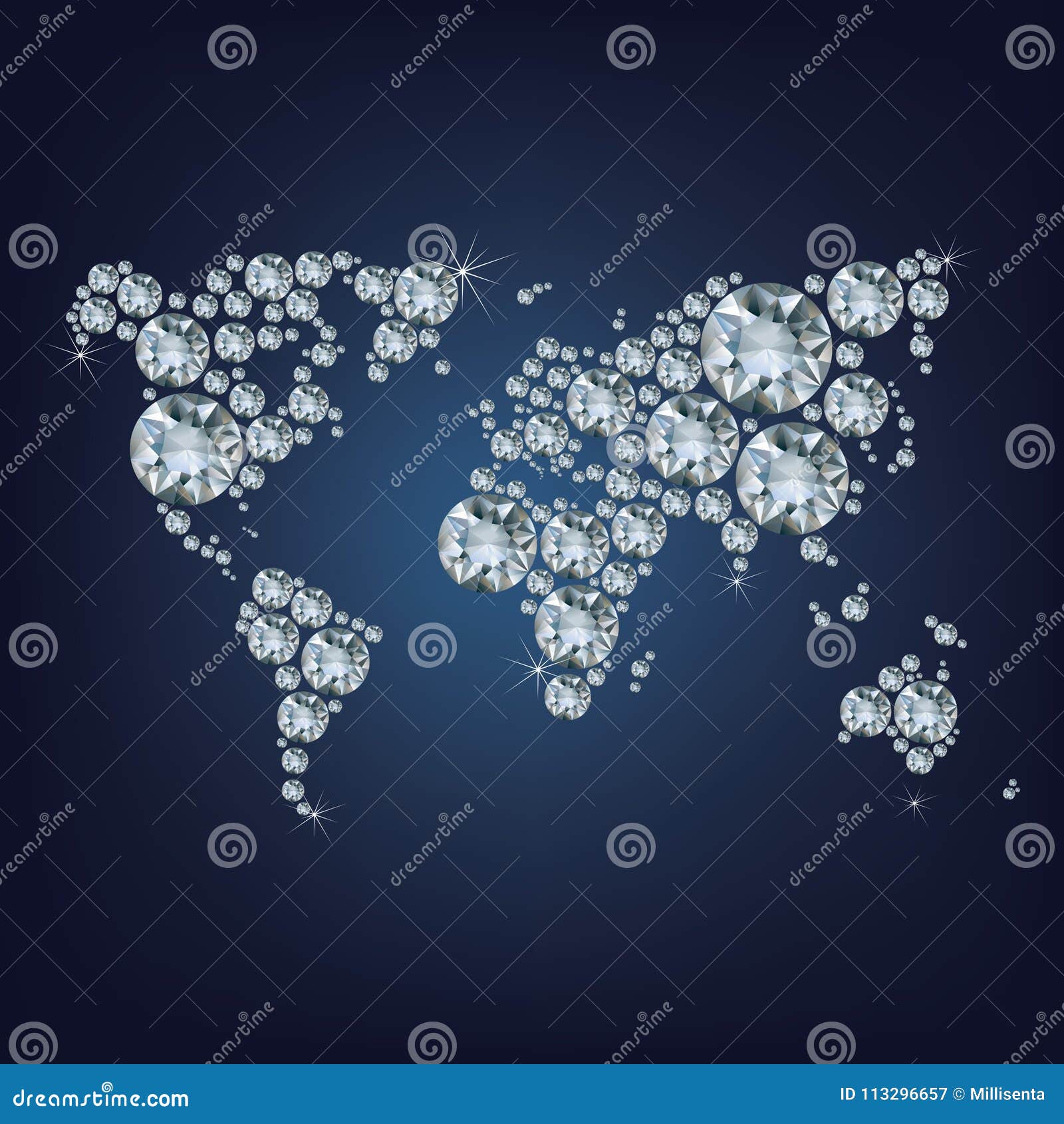 World Map Made As Lot of Expensive Diamond Stock Vector - Illustration ...