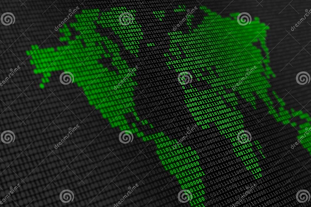 World Map Made of Binary Code. Worldwide Big Data Concept Illustration ...