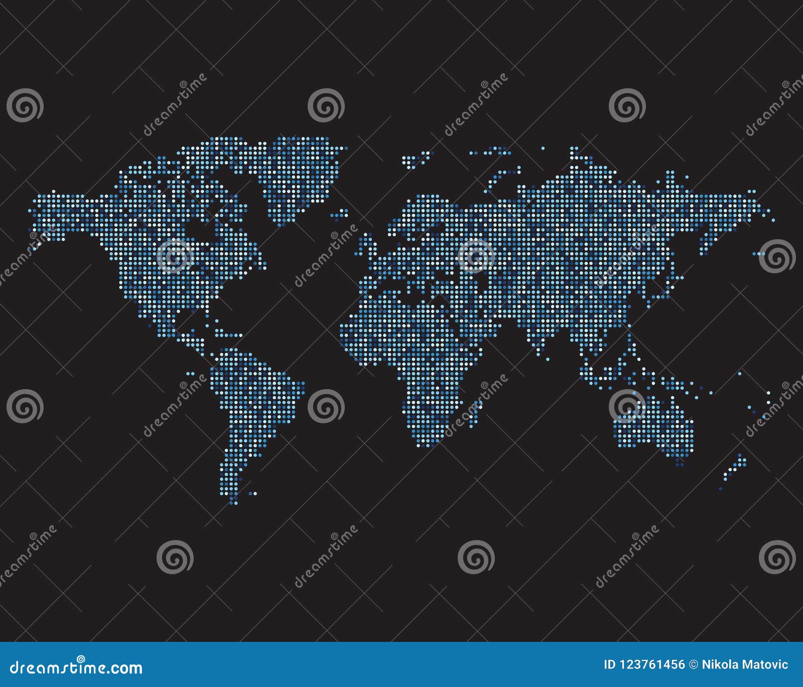 World Map Made of Blue Dots Stock Illustration - Illustration of dots ...