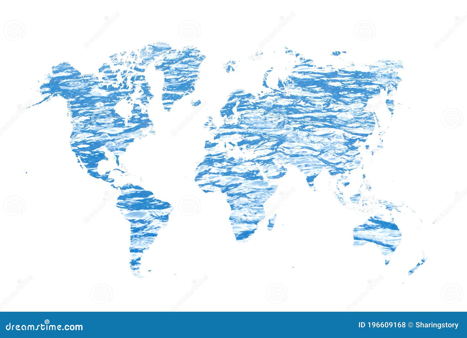 World Map Made of Blue Water Concept Stock Illustration - Illustration ...