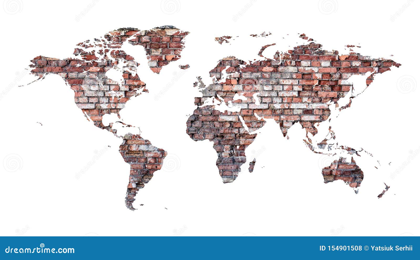 World map made of bricks. stock photo. Image of global - 154901508