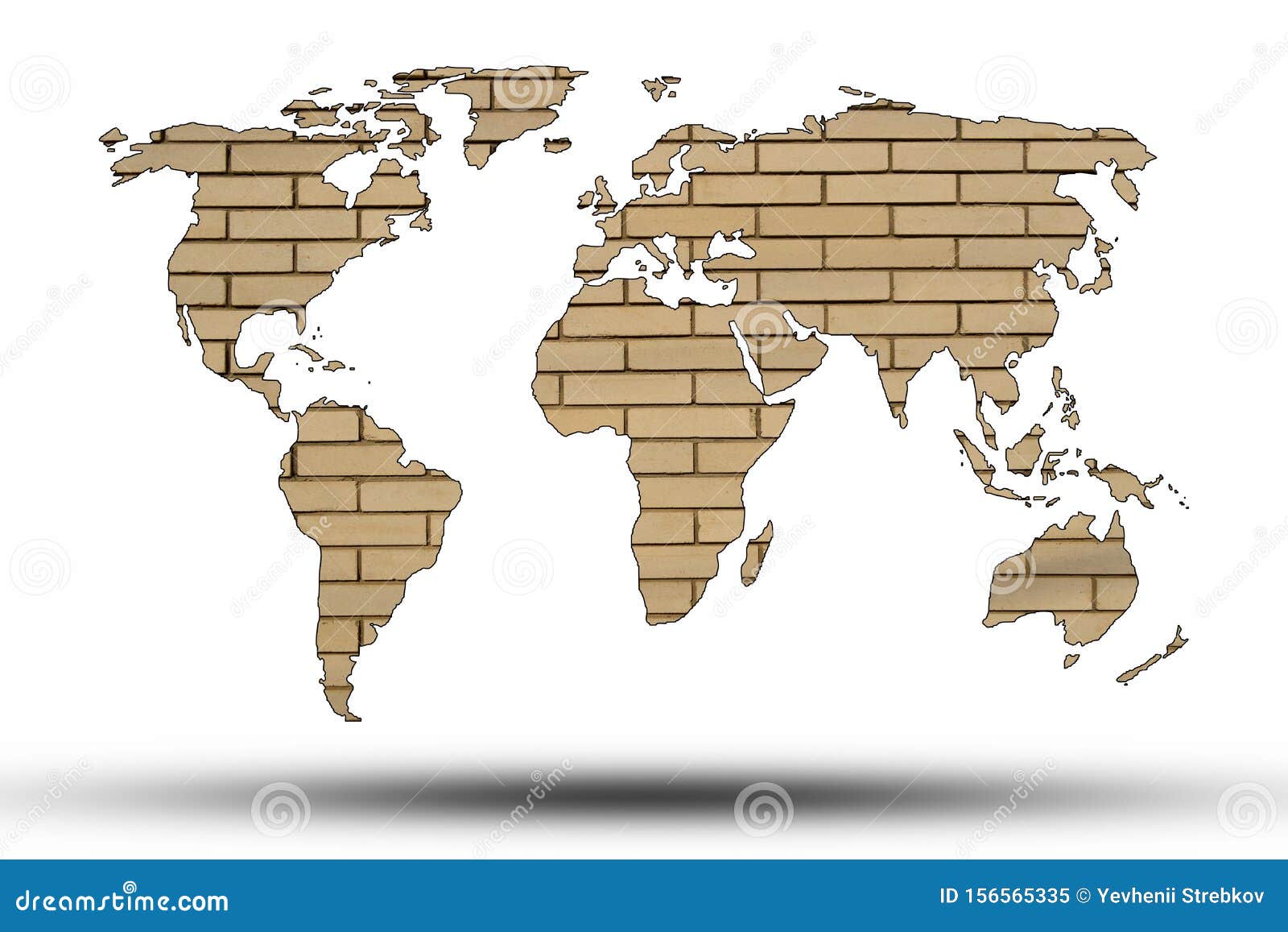 World Map Made of Bricks on a White Background Stock Illustration ...