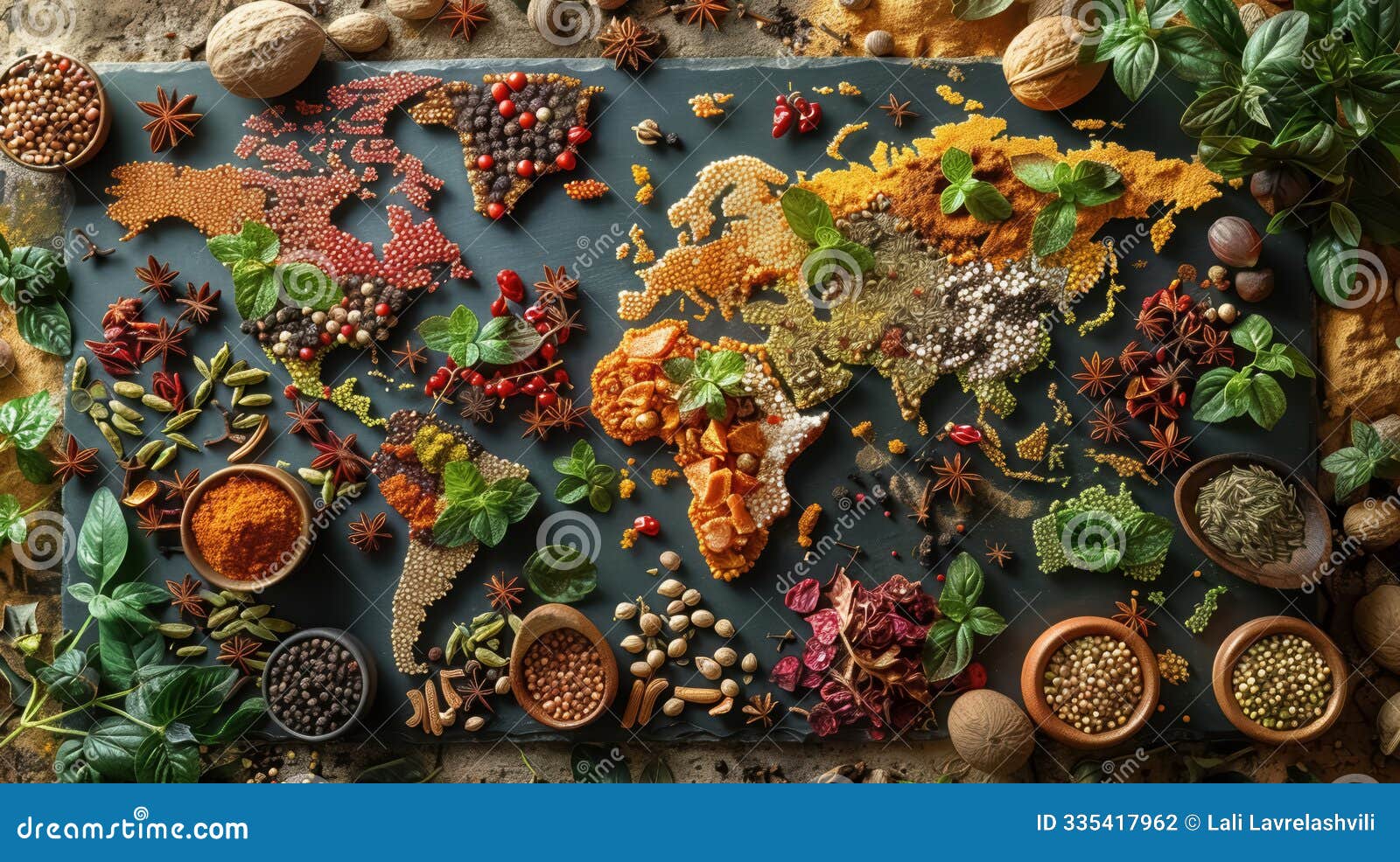 World Map Made of Colorful Spices Stock Illustration - Illustration of ...