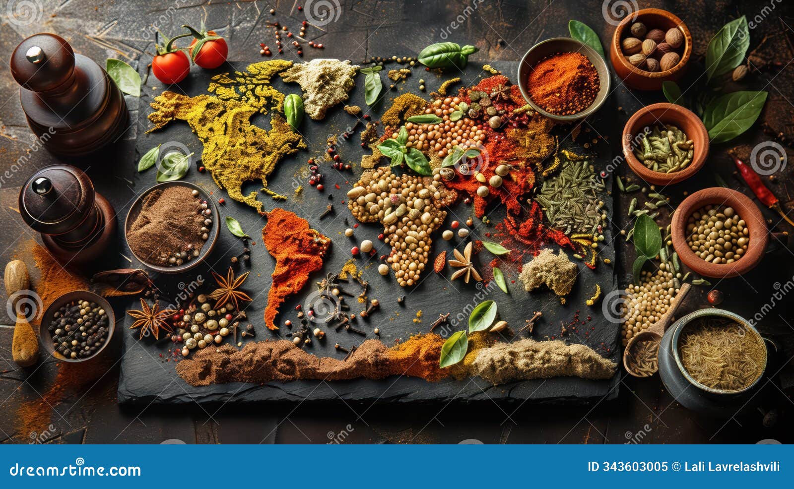 World Map Made of Colorful Spices Stock Illustration - Illustration of ...