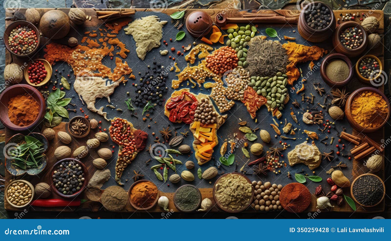World Map Made of Colorful Spices Stock Illustration - Illustration of ...