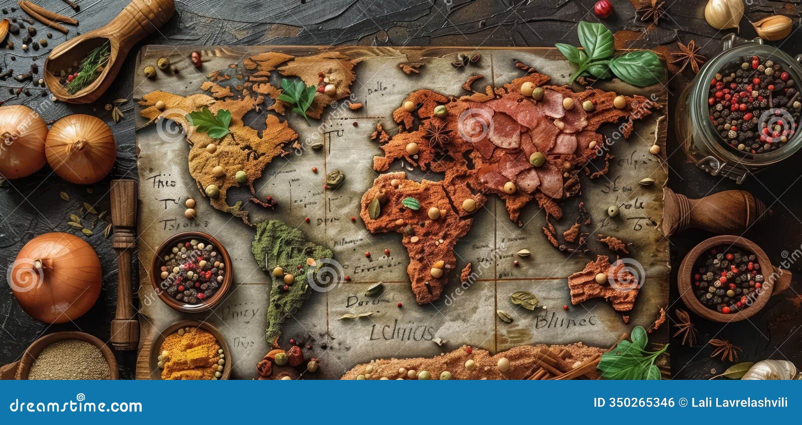 World Map Made of Colorful Spices Stock Illustration - Illustration of ...