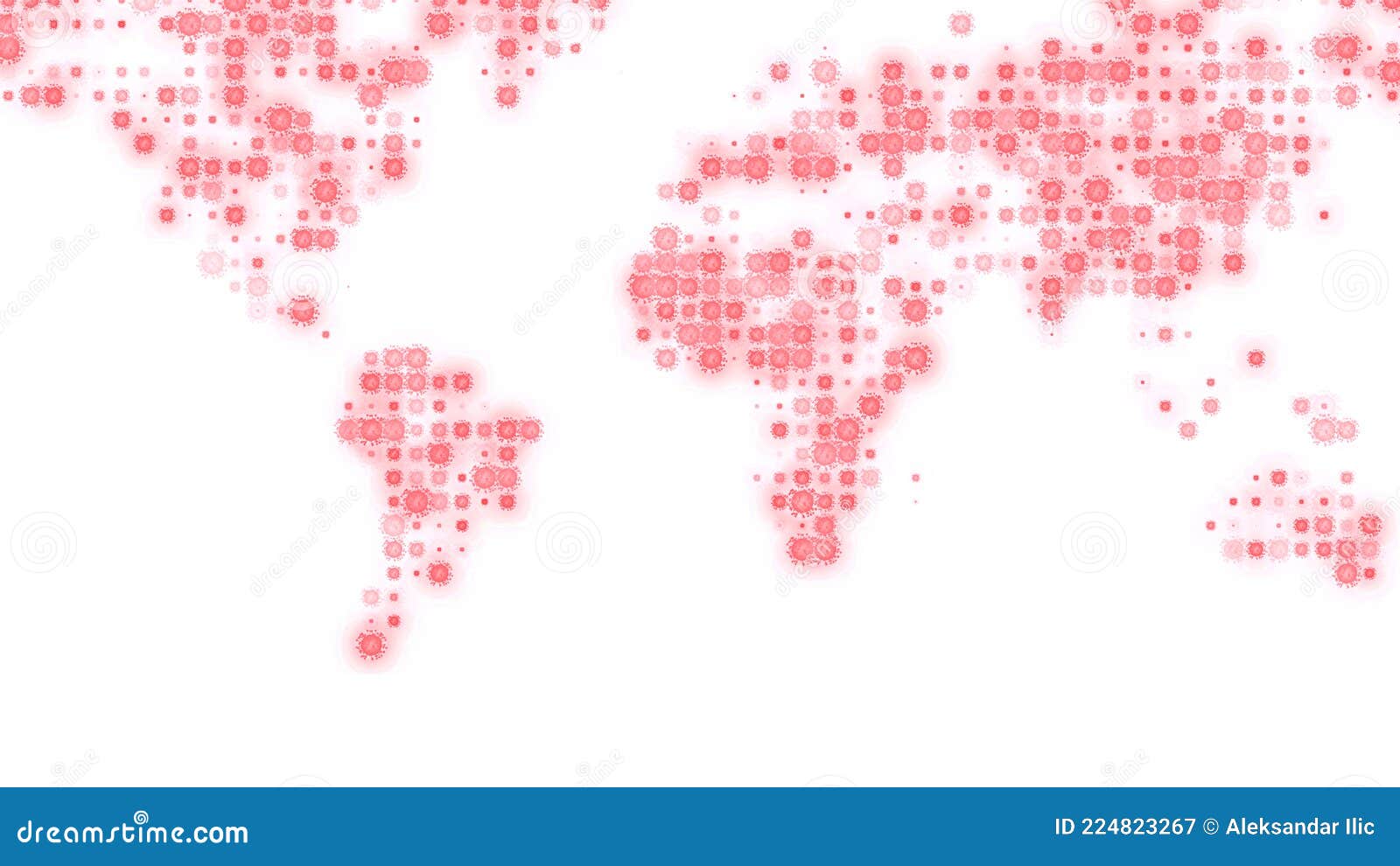 World Map Made of Coronavirus Bacteria on White Background 3D Render ...