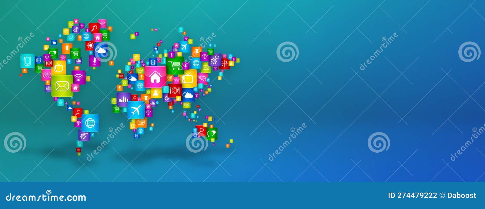 World Map Made of Desktop Apps Icons Stock Illustration - Illustration ...
