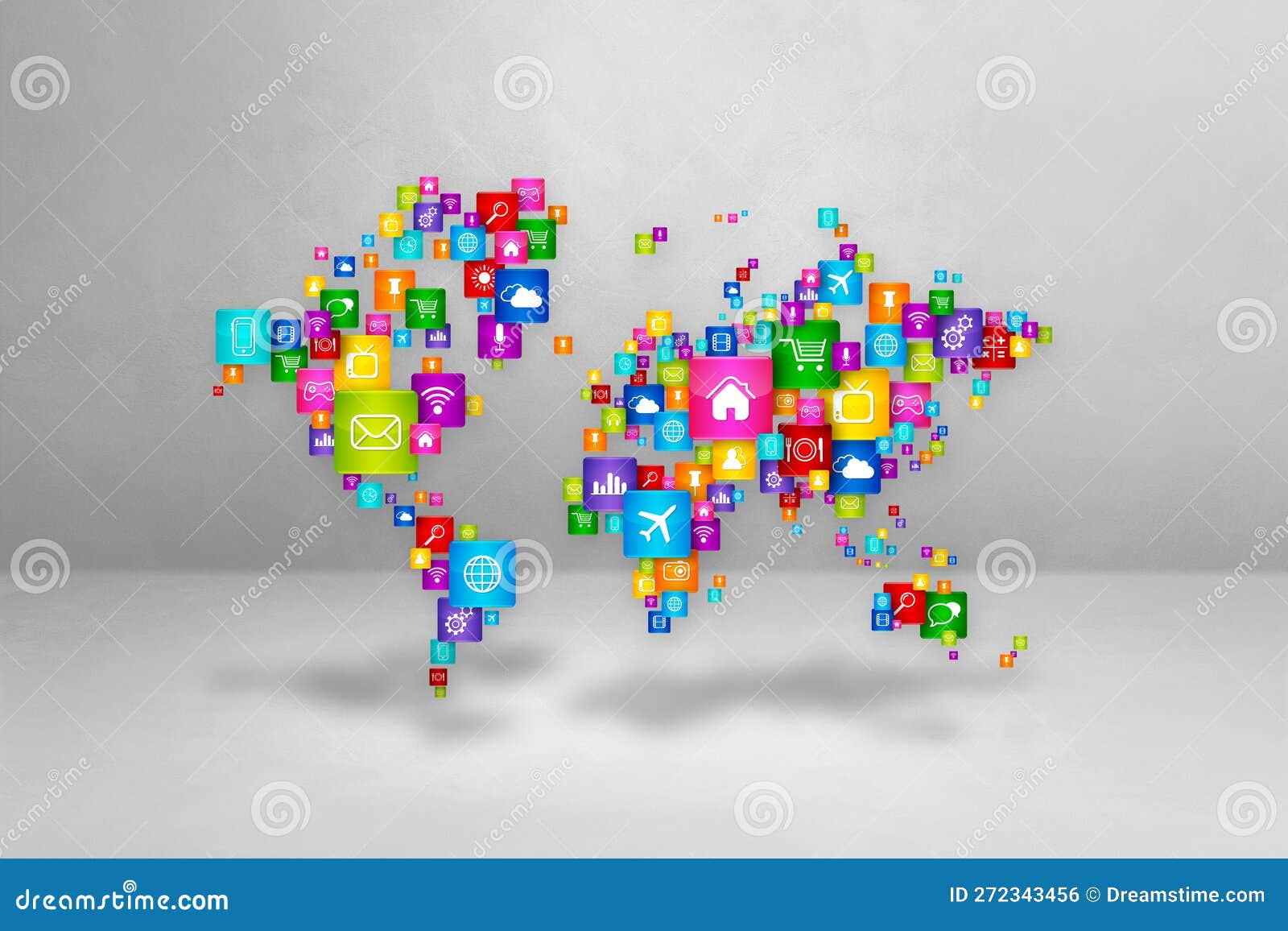 World Map Made of Desktop Apps Icons Stock Illustration - Illustration ...