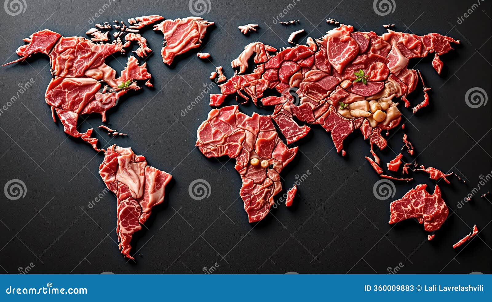 World Map Made of Different Types of Meat Stock Illustration ...