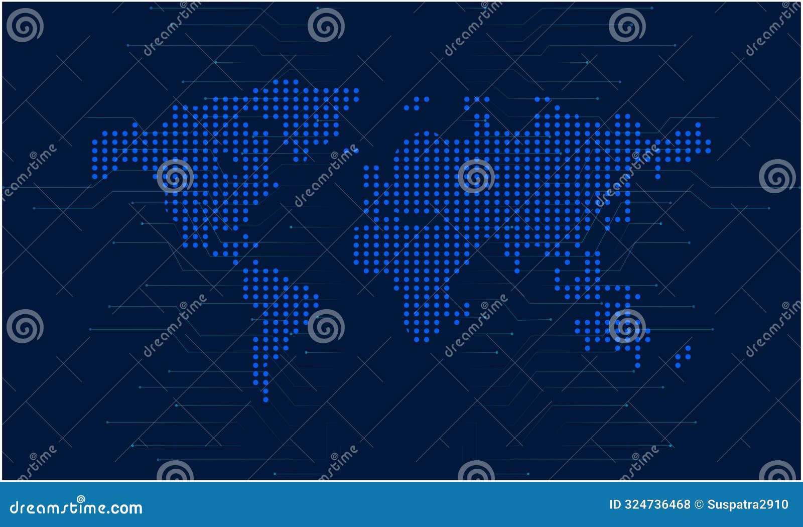 World Map Made Dots on Blue Background Stock Illustration ...