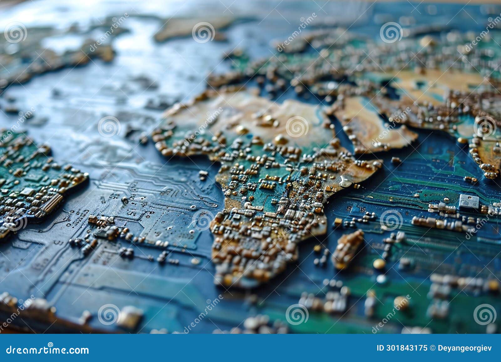The World Map Made from Electronic Components and Circuit Boards. Stock ...