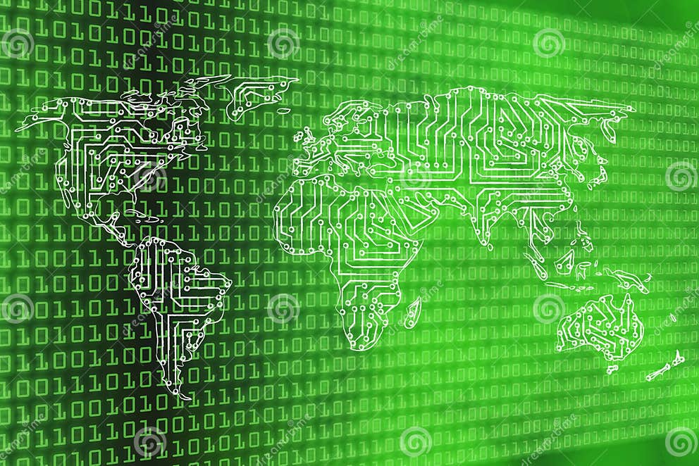 World Map Made of Electronic Microchip Circuits Stock Illustration ...