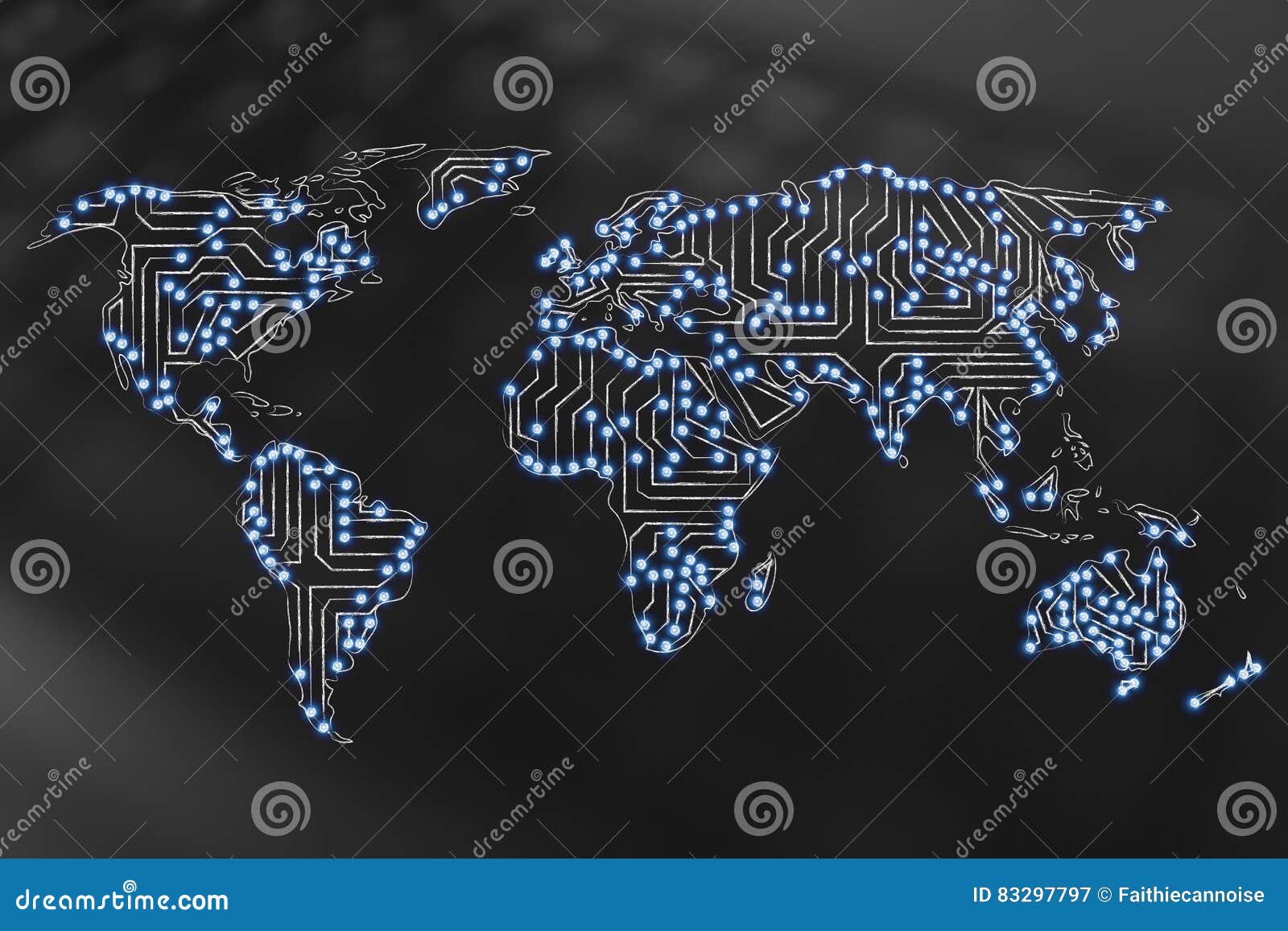 World Map Made of Electronic Microchip Circuits Led Lights Vers Stock ...
