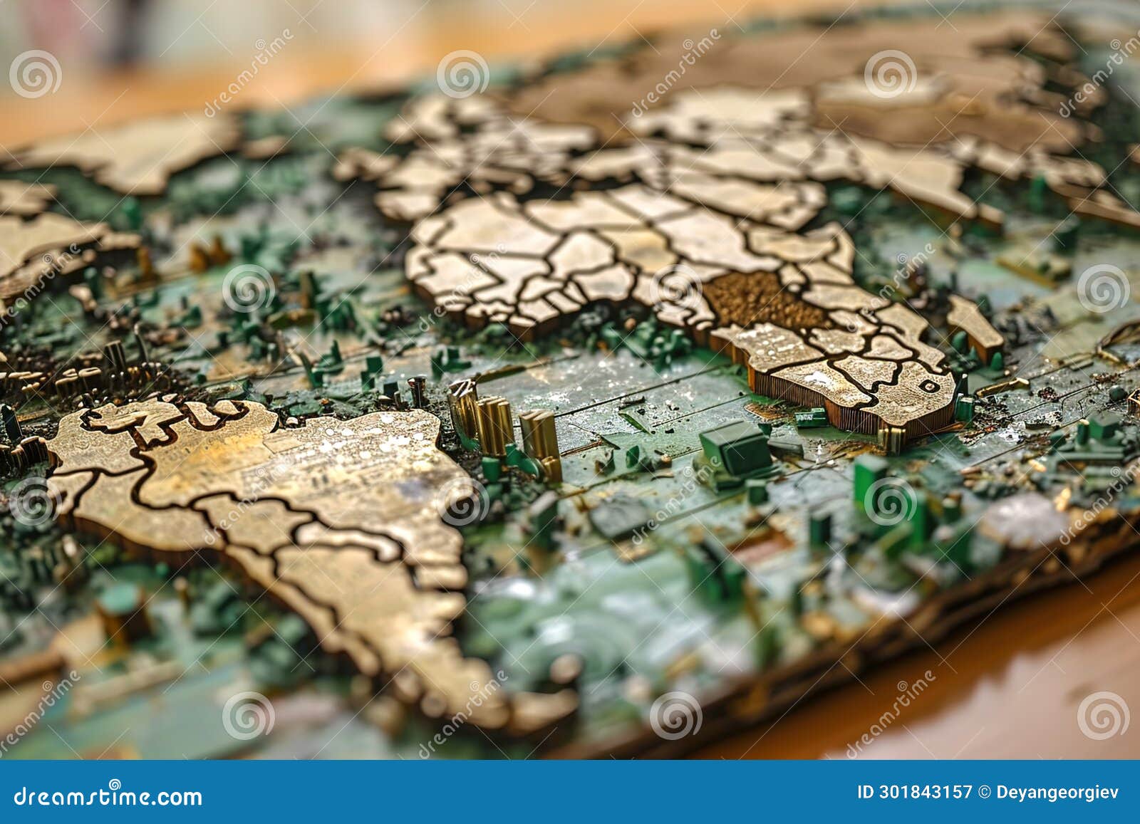 The World Map Made from Electronic Scrap and Metal. Stock Illustration ...