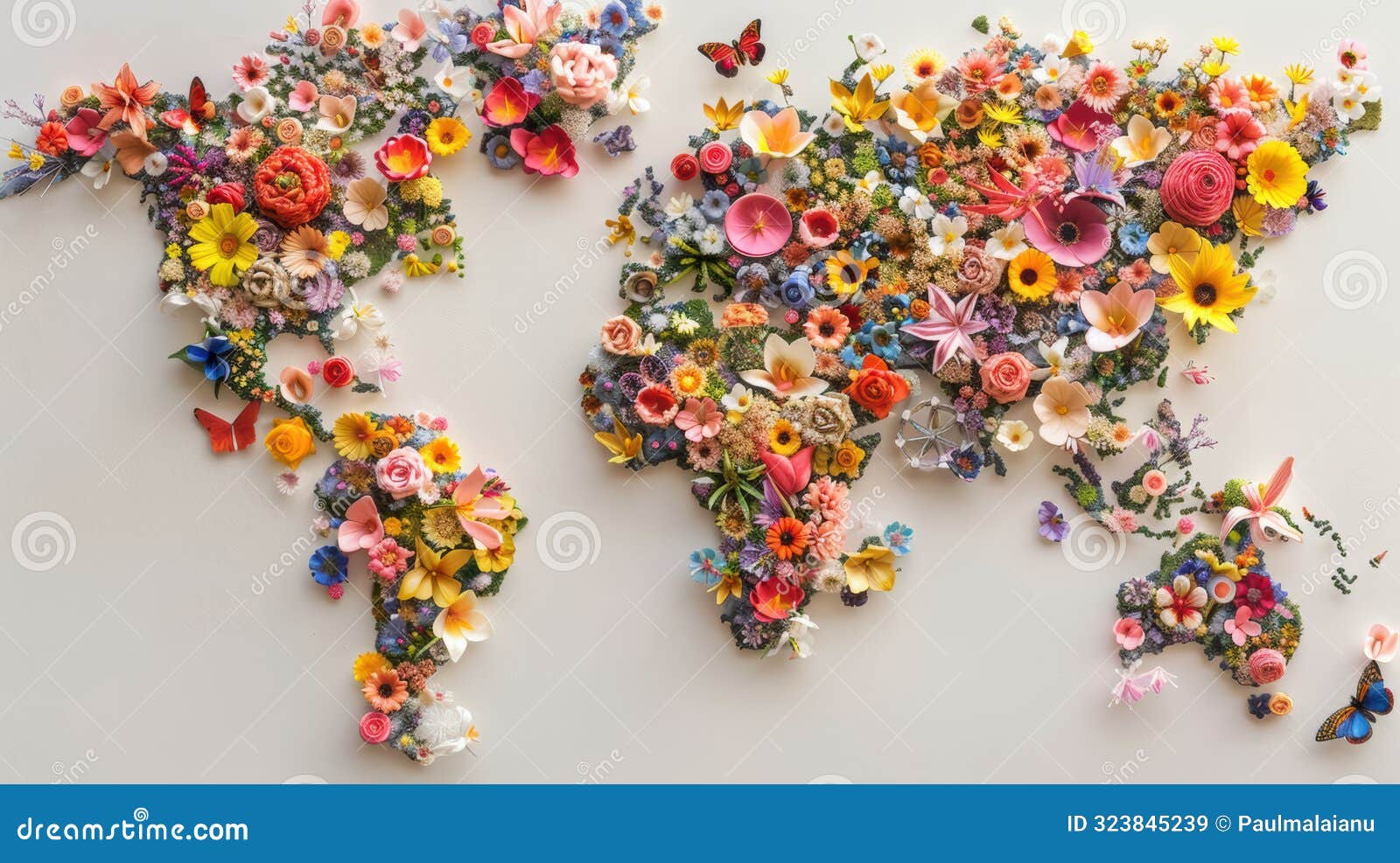 World map made of flowers. stock illustration. Illustration of floral ...