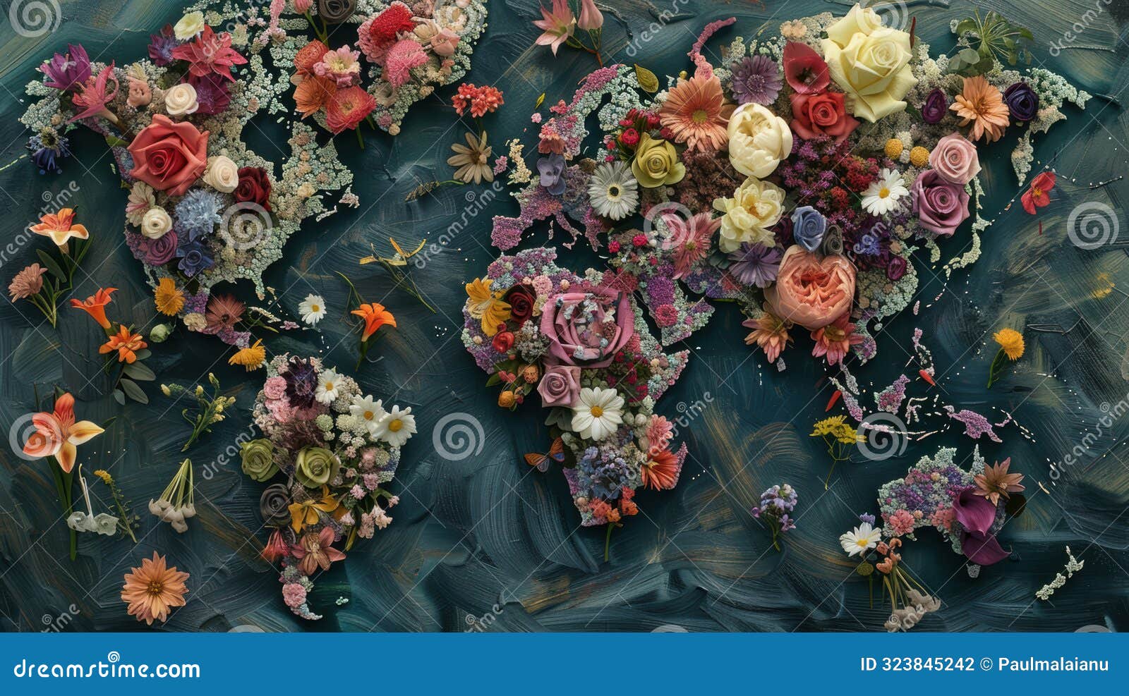 World map made of flowers. stock illustration. Illustration of creative ...
