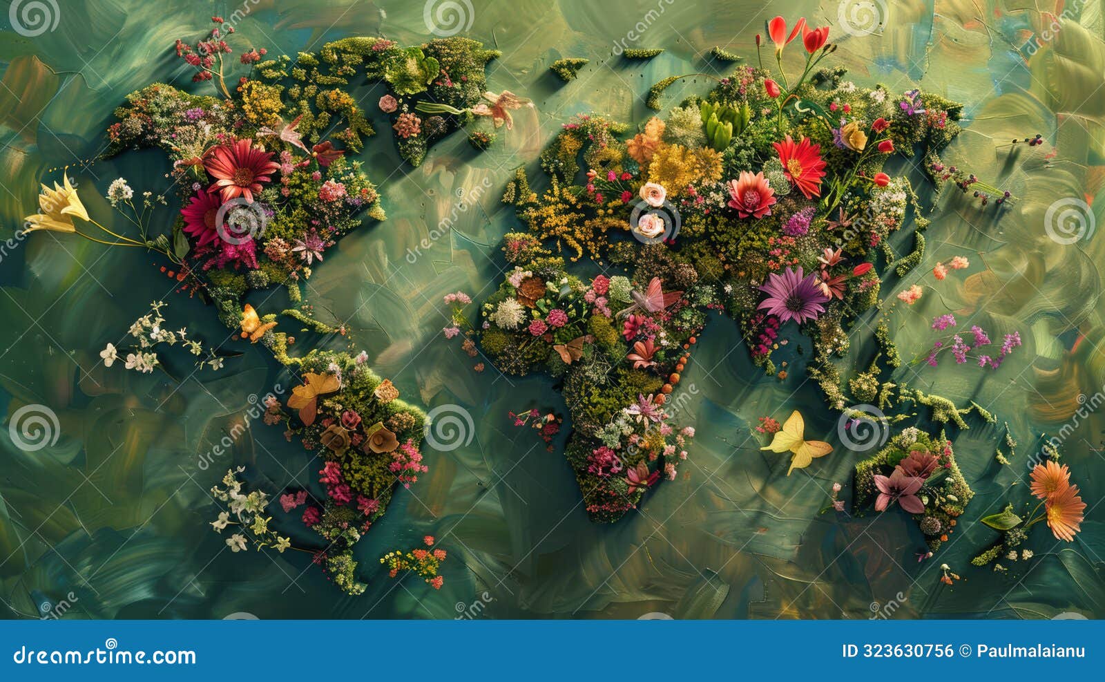 World map made of flowers. stock illustration. Illustration of ...