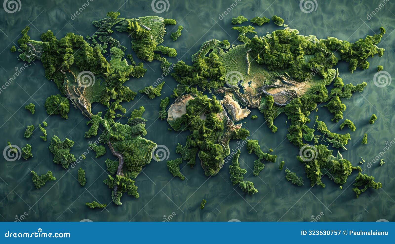 World Map Made of Forest Moss. Stock Illustration - Illustration of ...