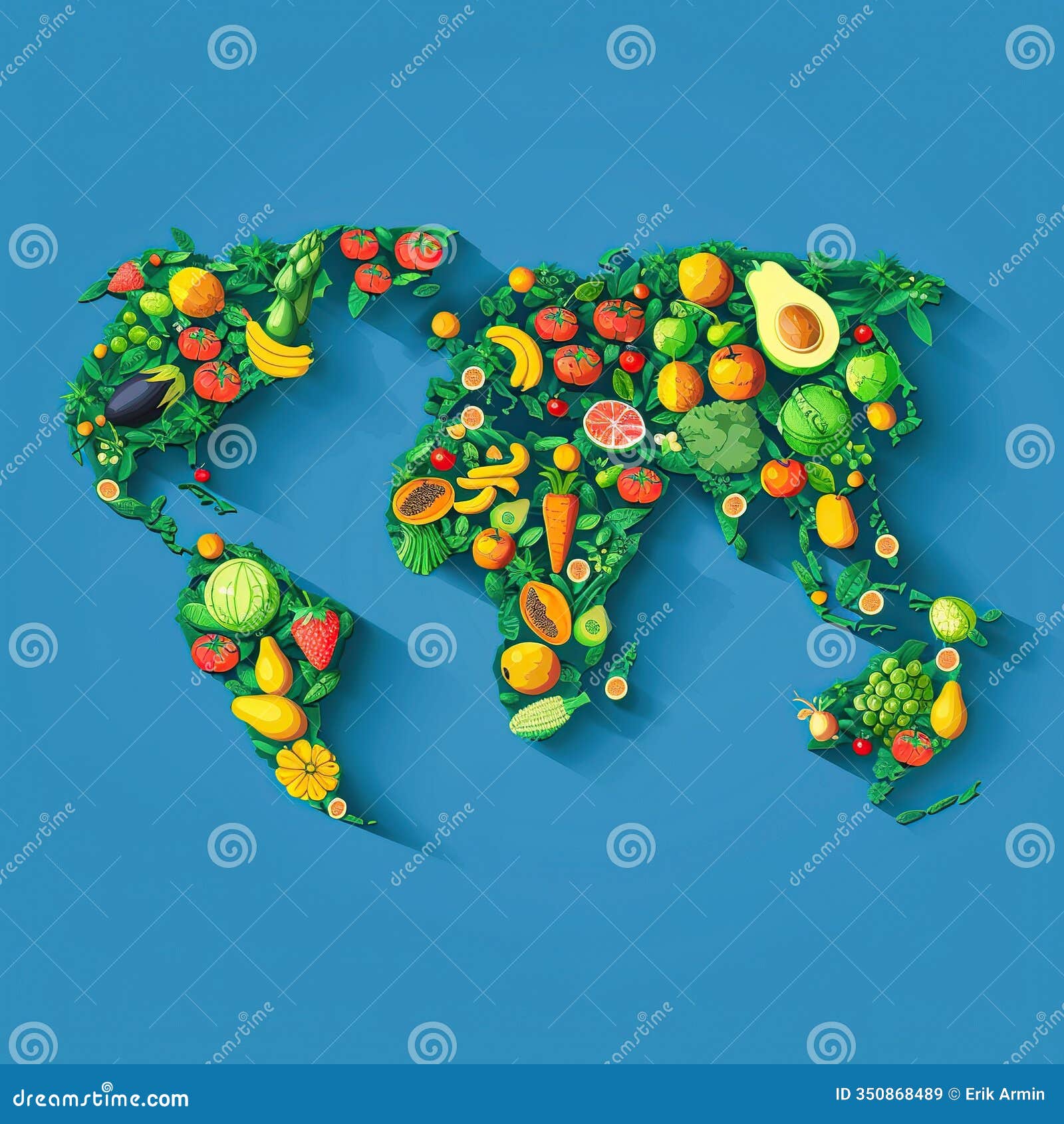 World Map Made of Fruits and Vegetables Stock Illustration ...