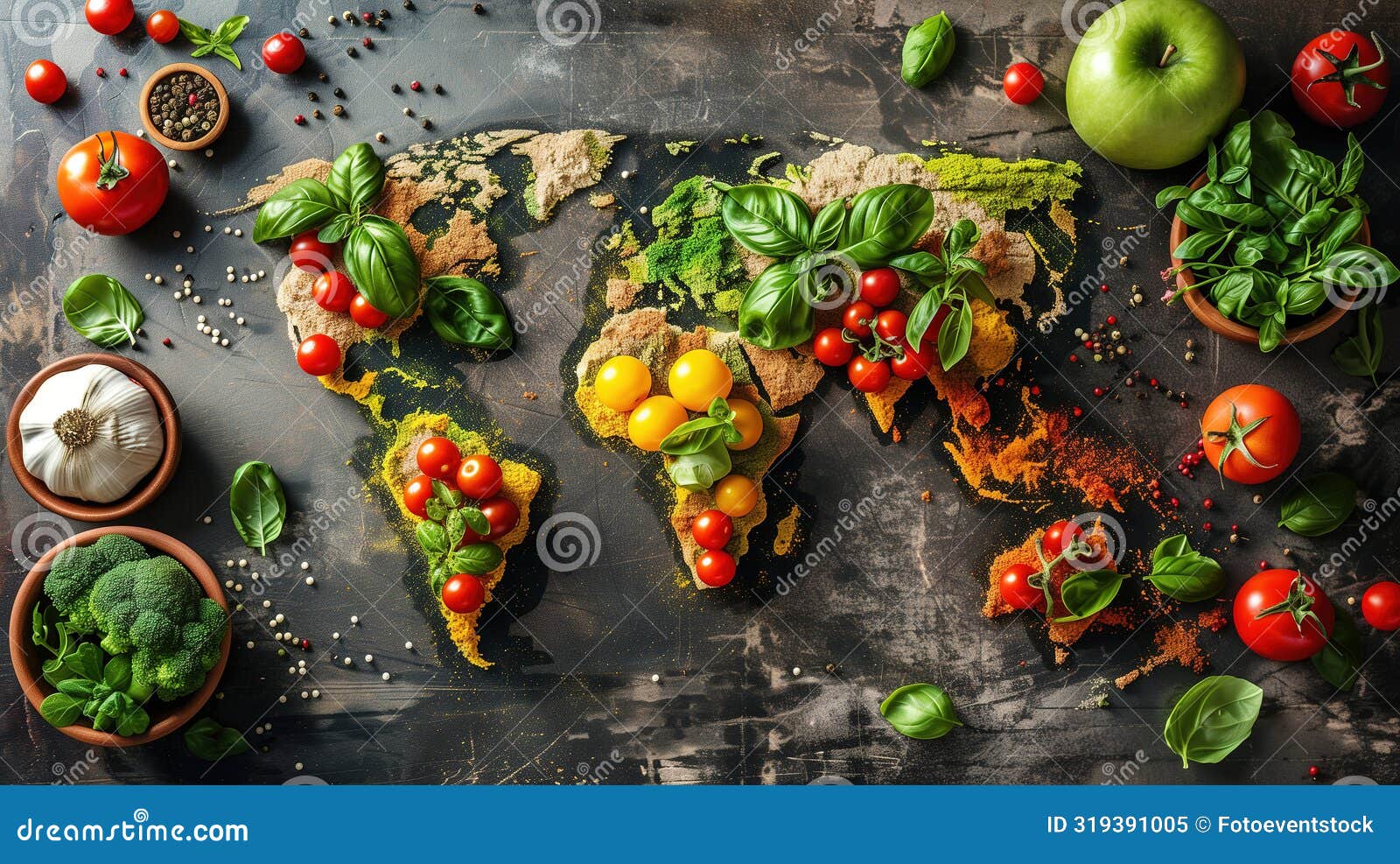 World Map Made of Fruits and Vegetables Stock Image - Image of ...