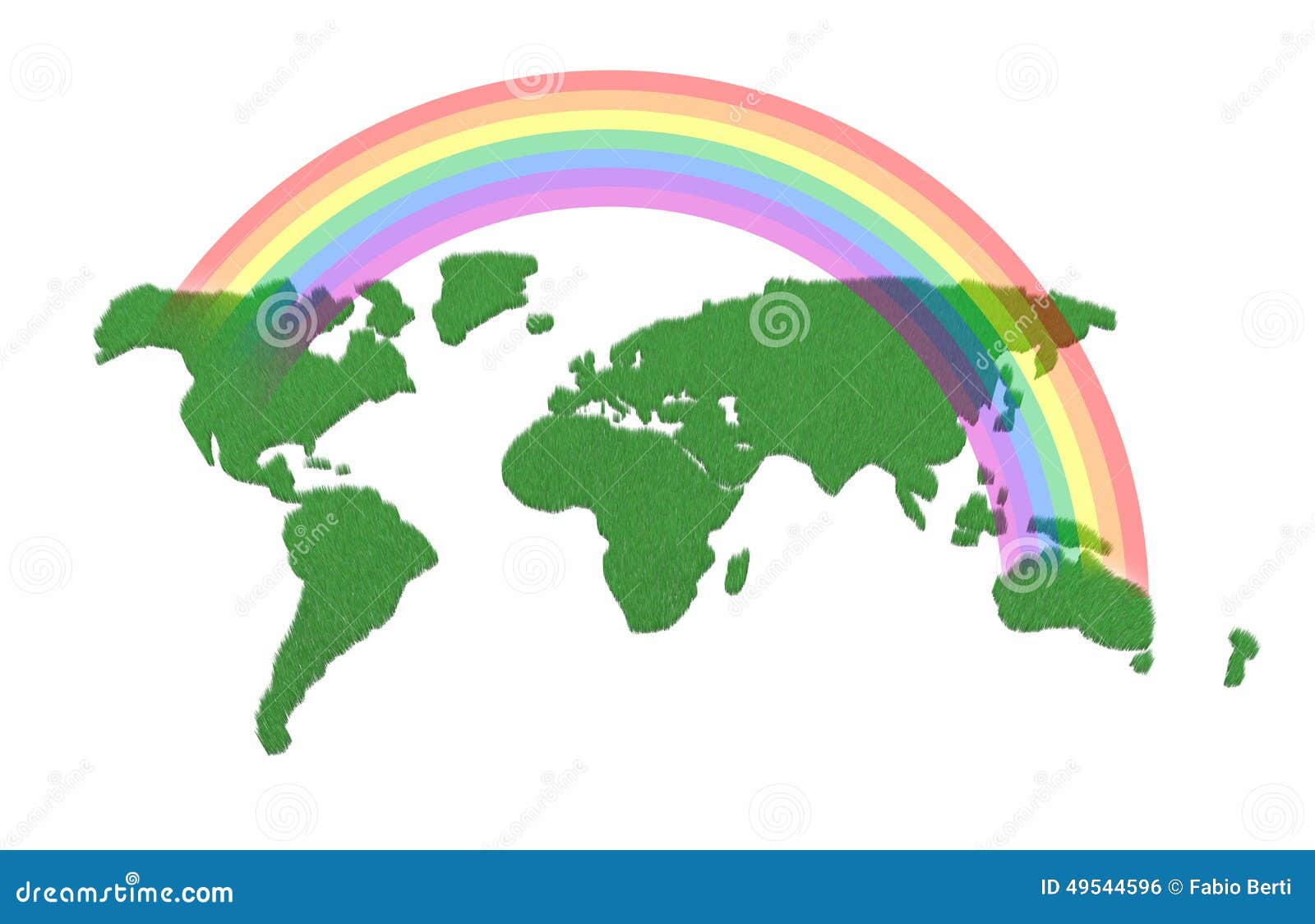 World Map Made Grass Rainbow Over Stock Illustrations – 1 World Map ...